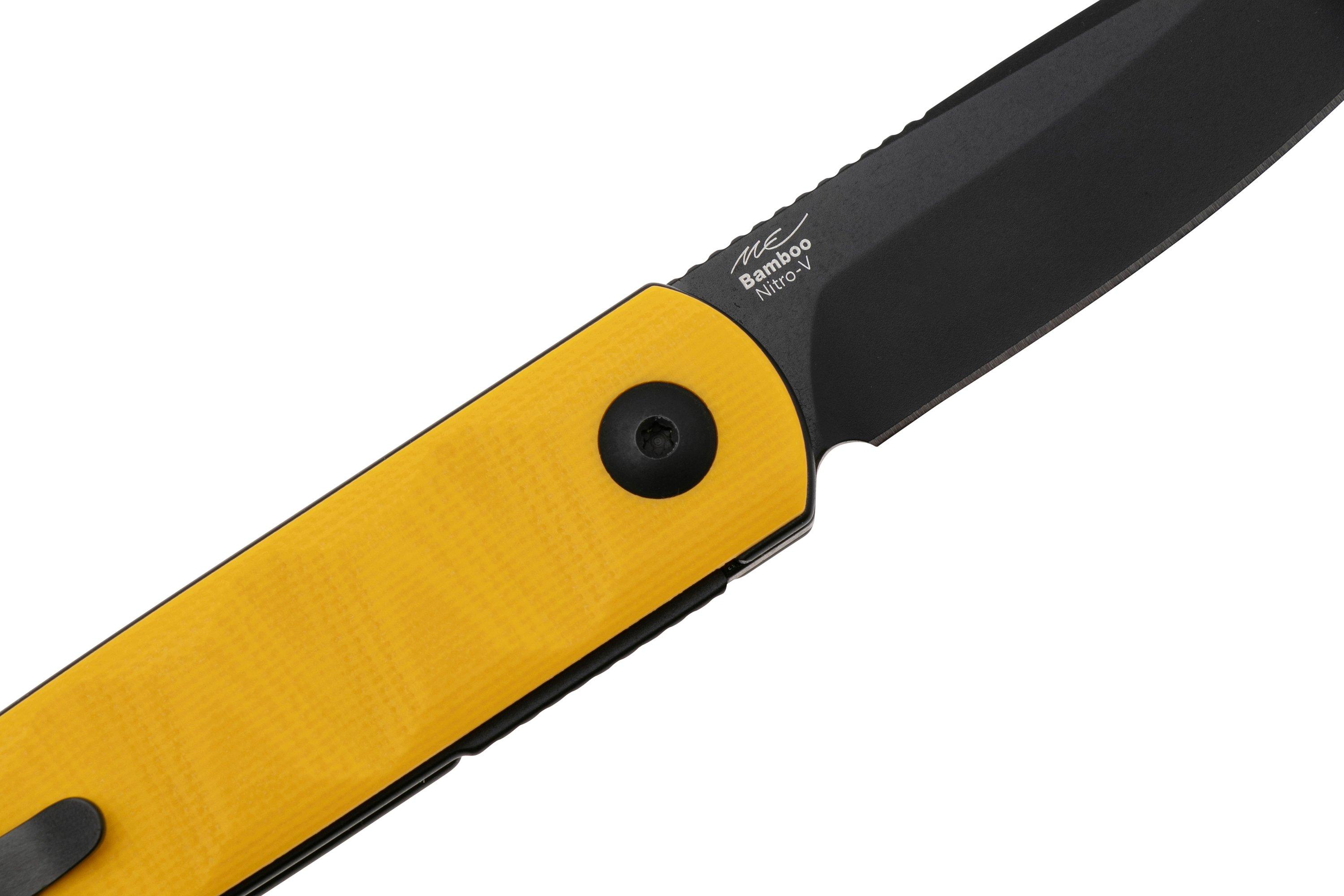 Kizer Bamboo V3722A3, Black Nitro-V, Yellow G10 zakmes, Maksim ...