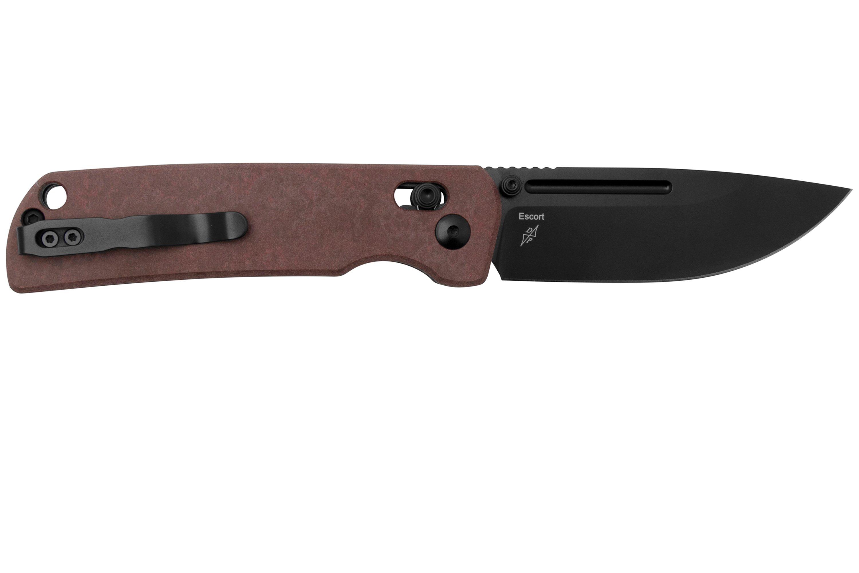 Kizer Escort V4481C1, Red Richlite pocket knife Dirk Pinkerton design ...