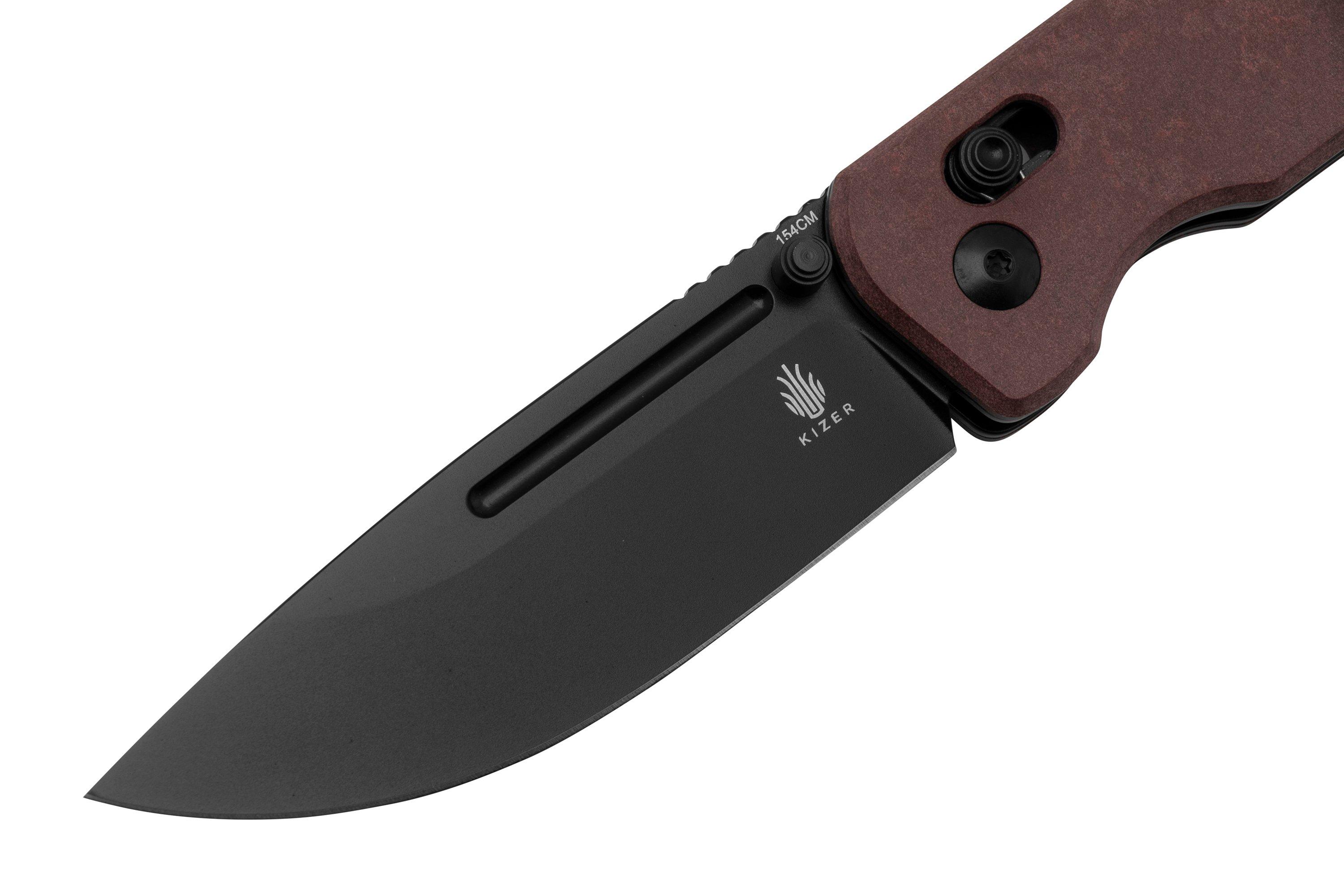 Kizer Escort V4481C1, Red Richlite pocket knife Dirk Pinkerton design ...