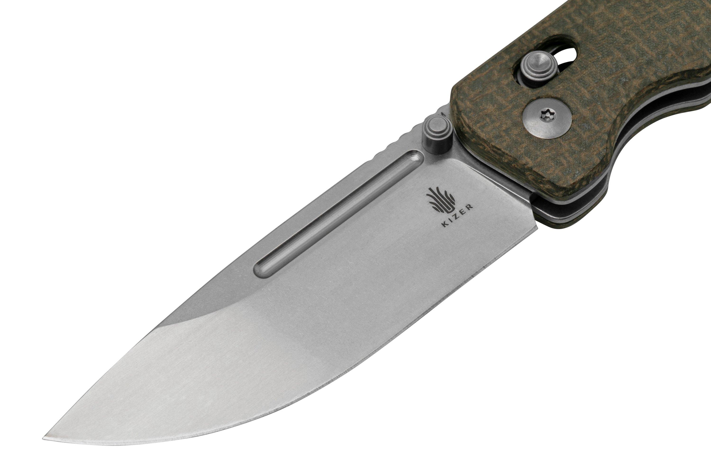 Kizer Escort V4481C2 Brown Micarta, Stonewashed, pocket knife, Dirk ...