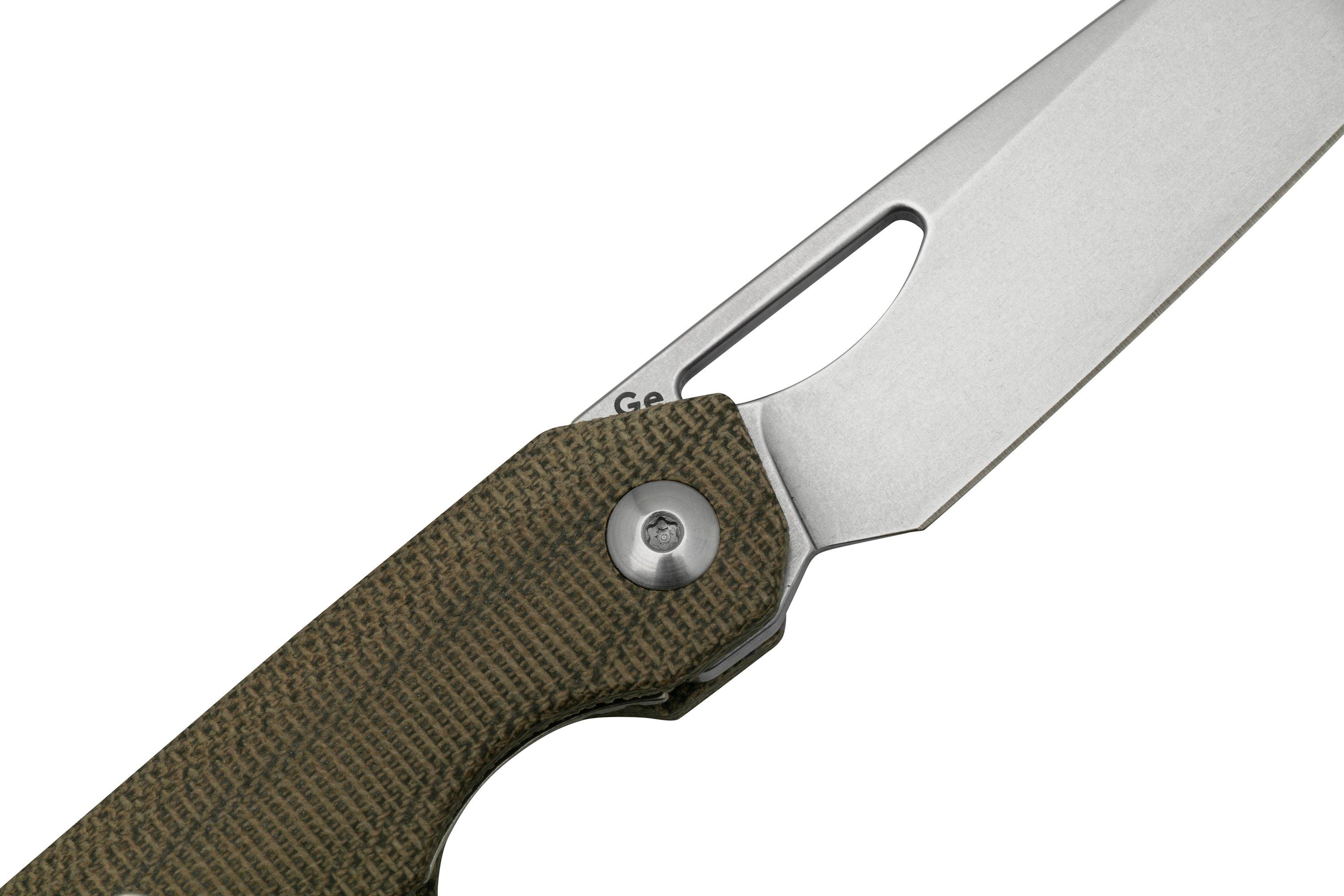 Kizer Genie V4545C1, Green Micarta, 154CM pocket knife, Gage design ...