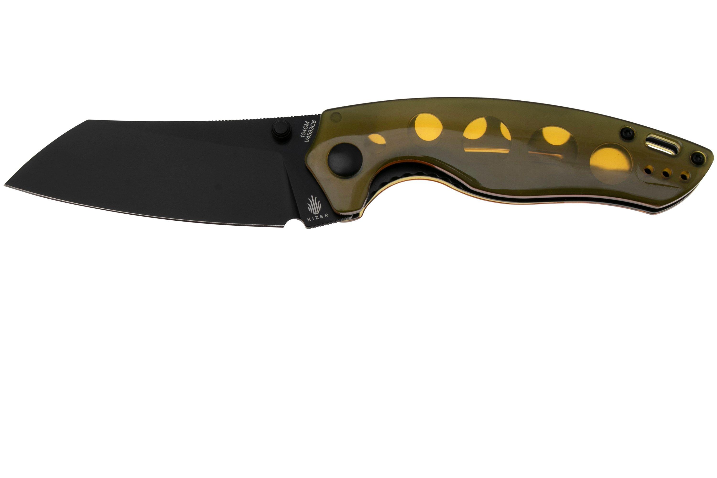 Kizer Towser K V4593C6 Blackwashed 154CM, PEI Ultem handle, pocket ...