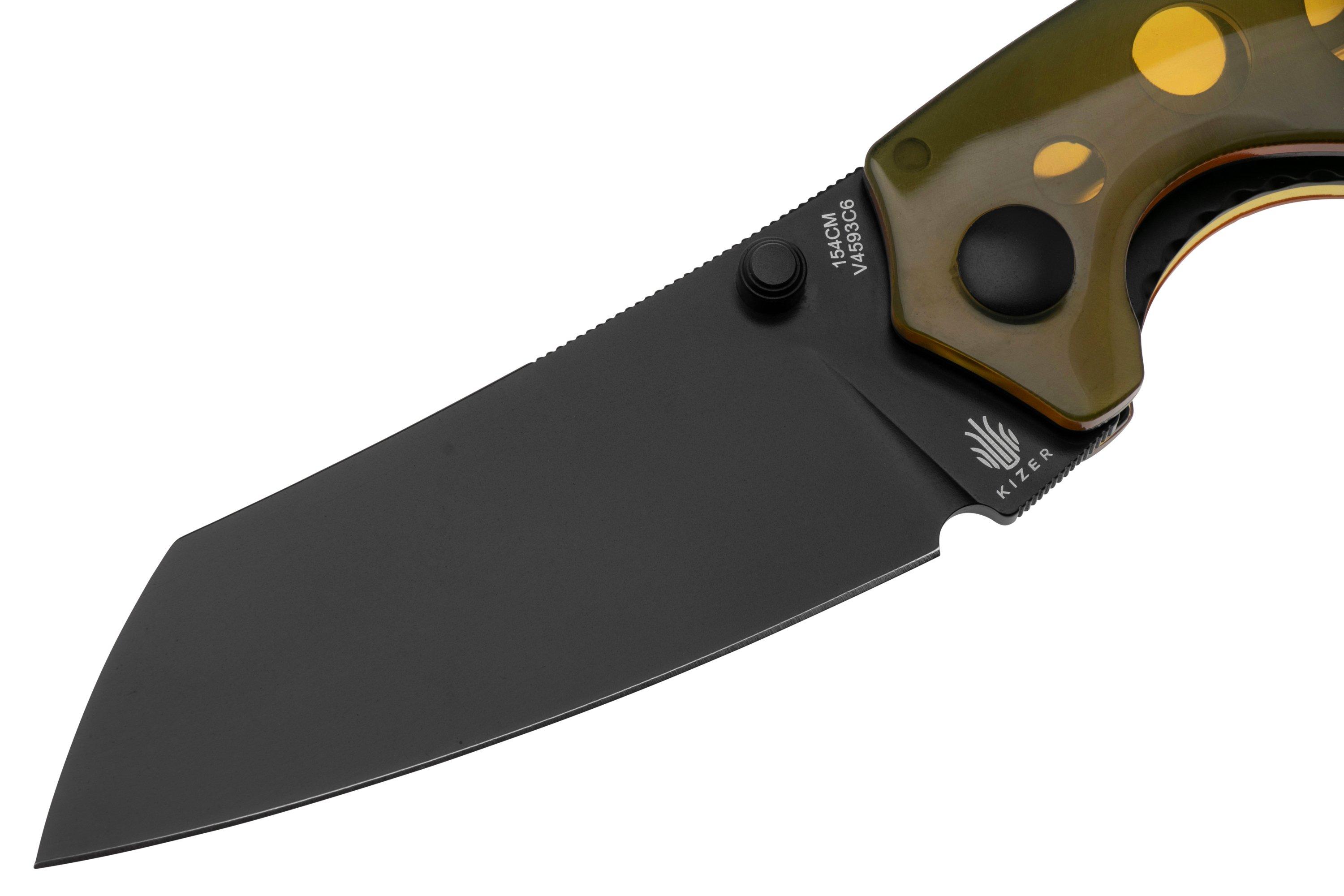 Kizer Towser K V4593C6 Blackwashed 154CM, PEI Ultem handle, pocket ...