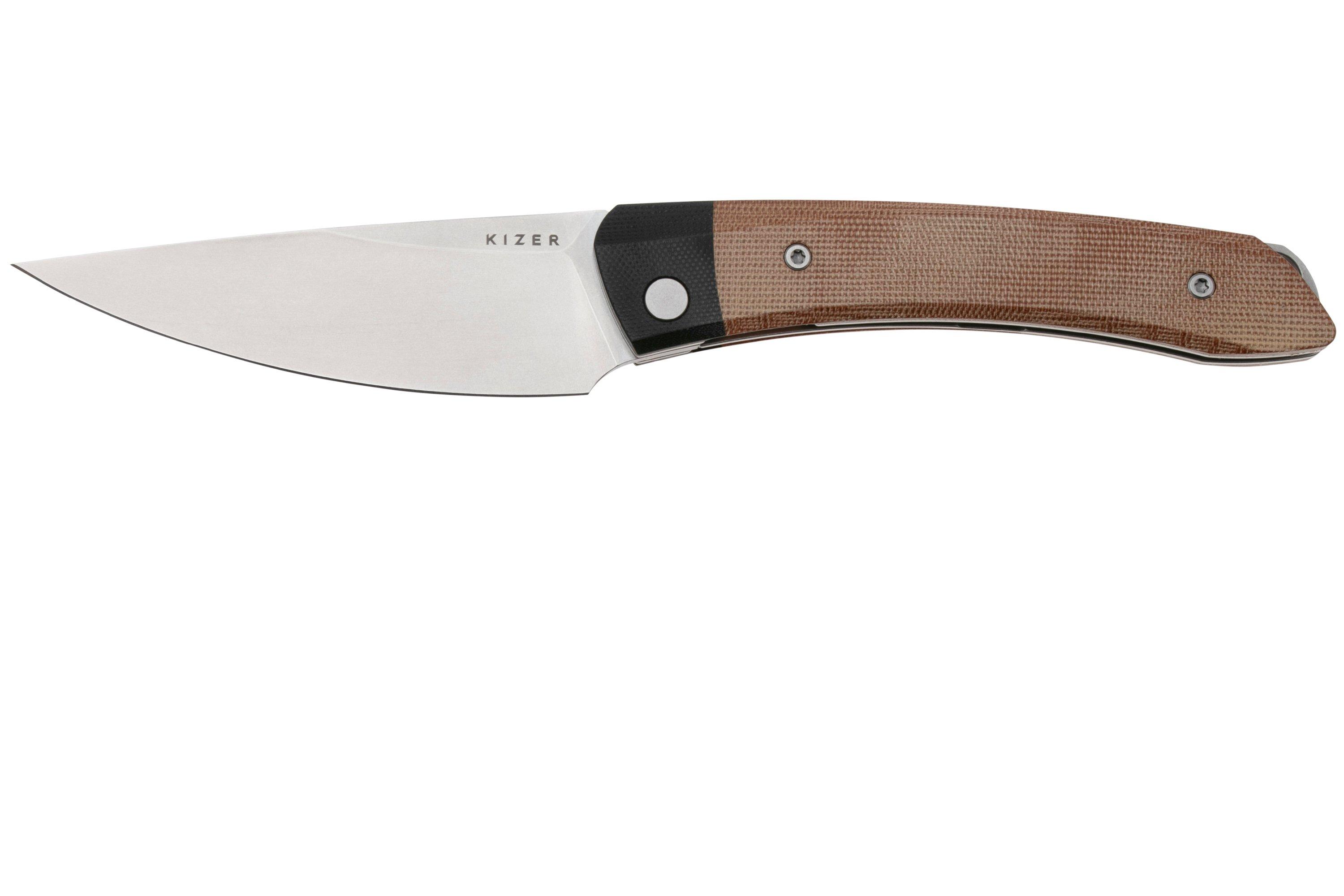 Kizer Vanguard Momo V4663A2 Satin Nitro-V, Black G10/Natural Micarta ...