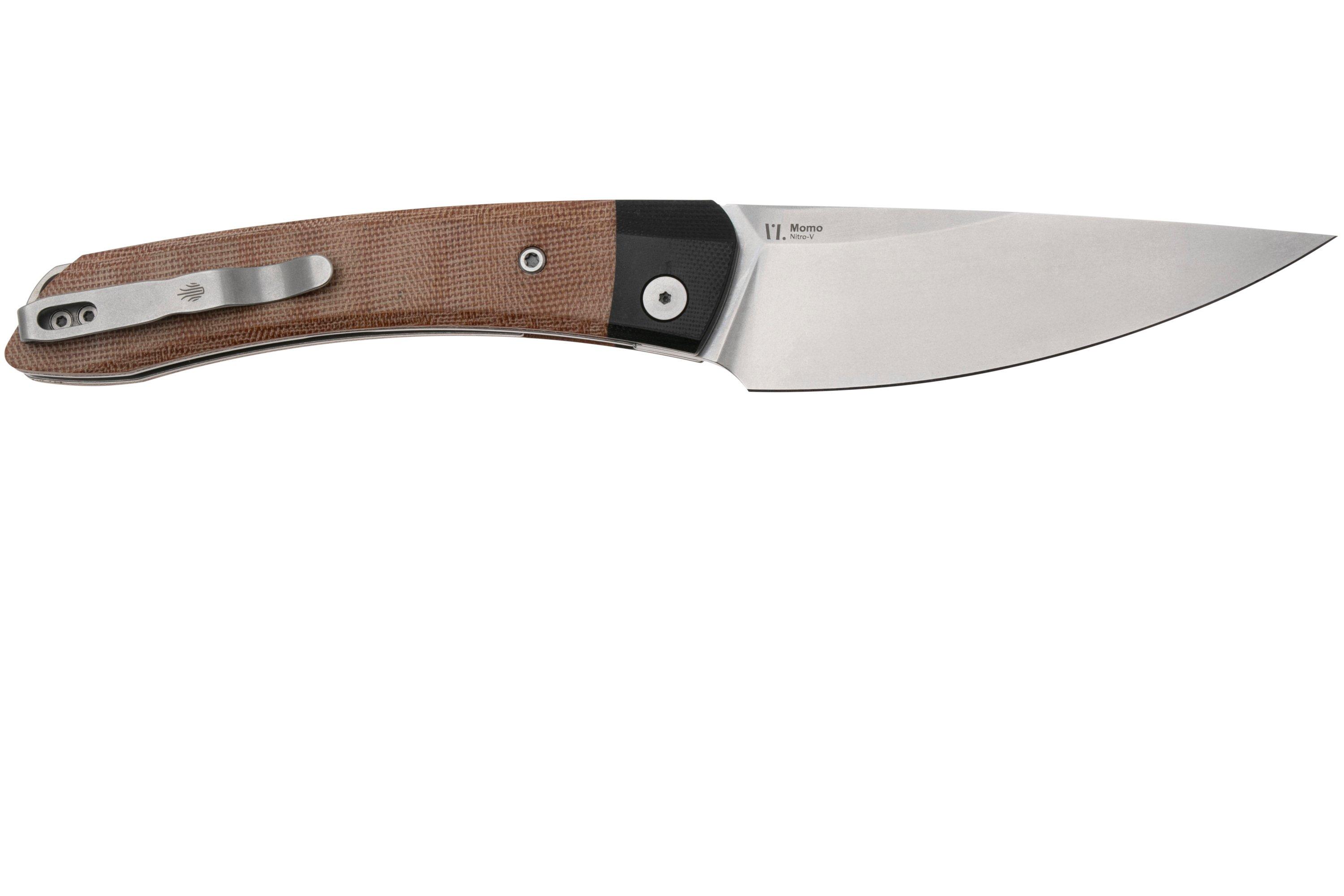 Kizer Vanguard Momo V4663A2 Satin Nitro-V, Black G10/Natural Micarta ...