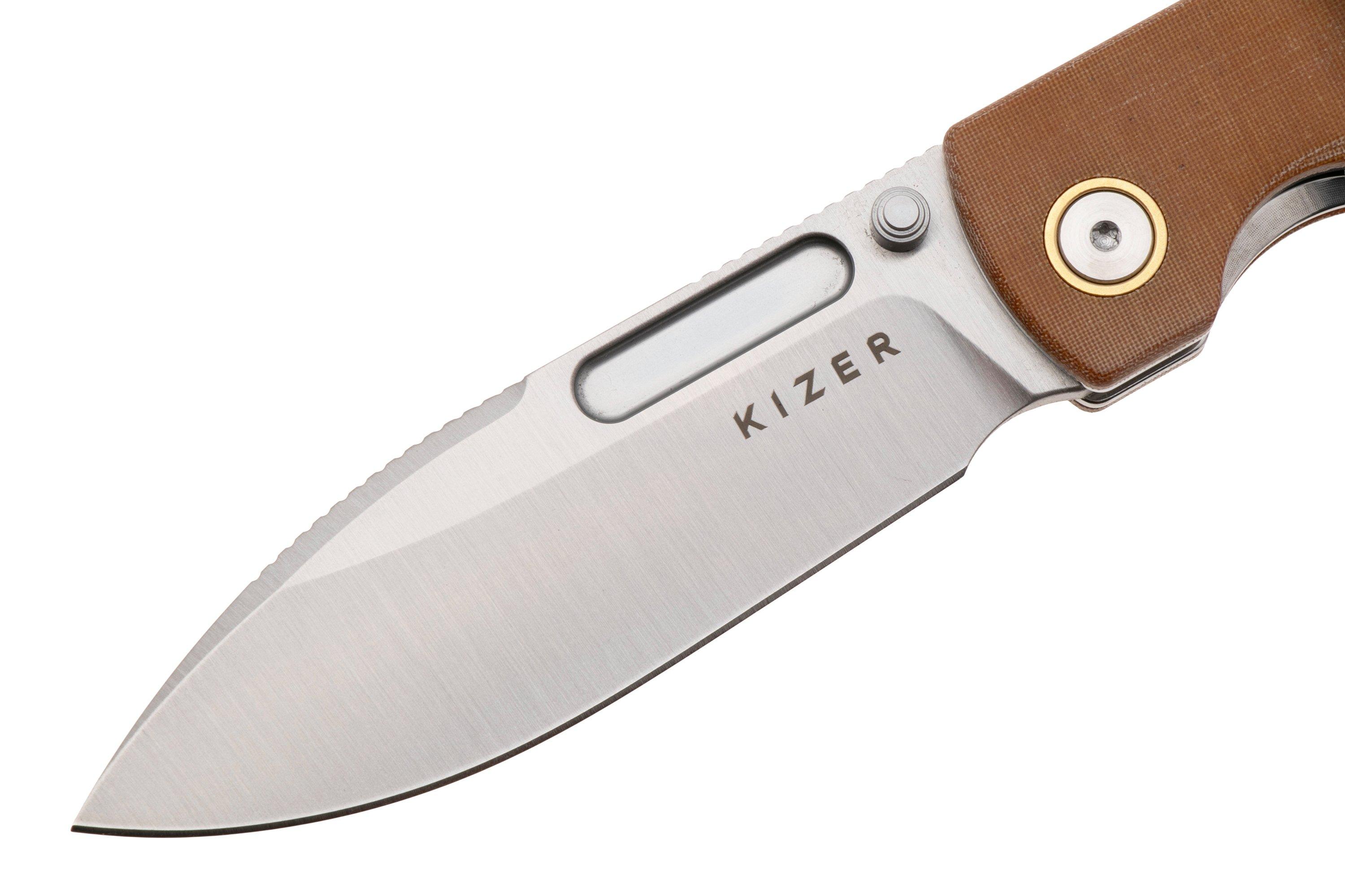 Kizer Vanguard Retro V4726A1 Satin Nitro-V, Micarta Brass, pocket knife ...