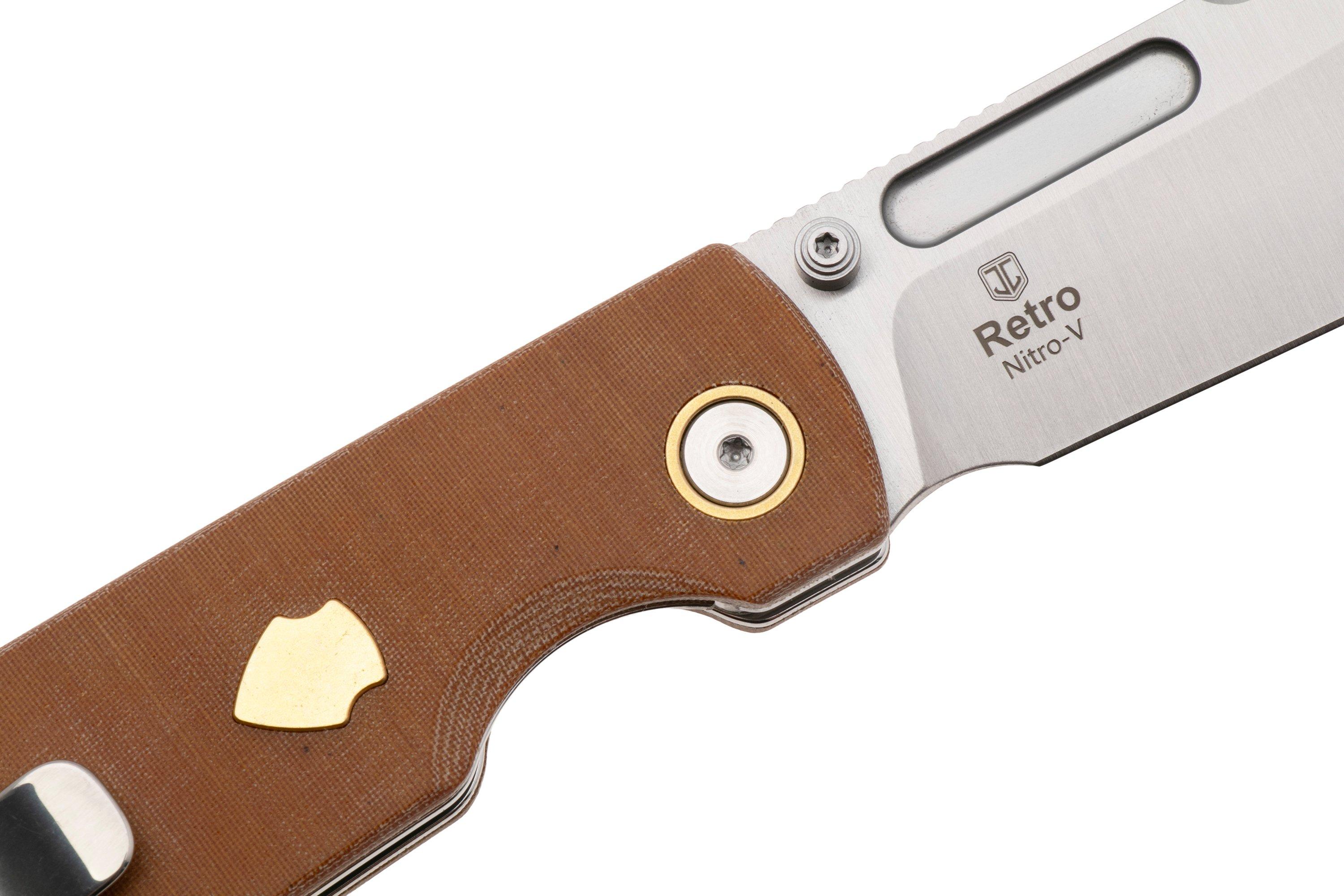 Kizer Vanguard Retro V4726A1 Satin Nitro-V, Micarta Brass, pocket knife ...