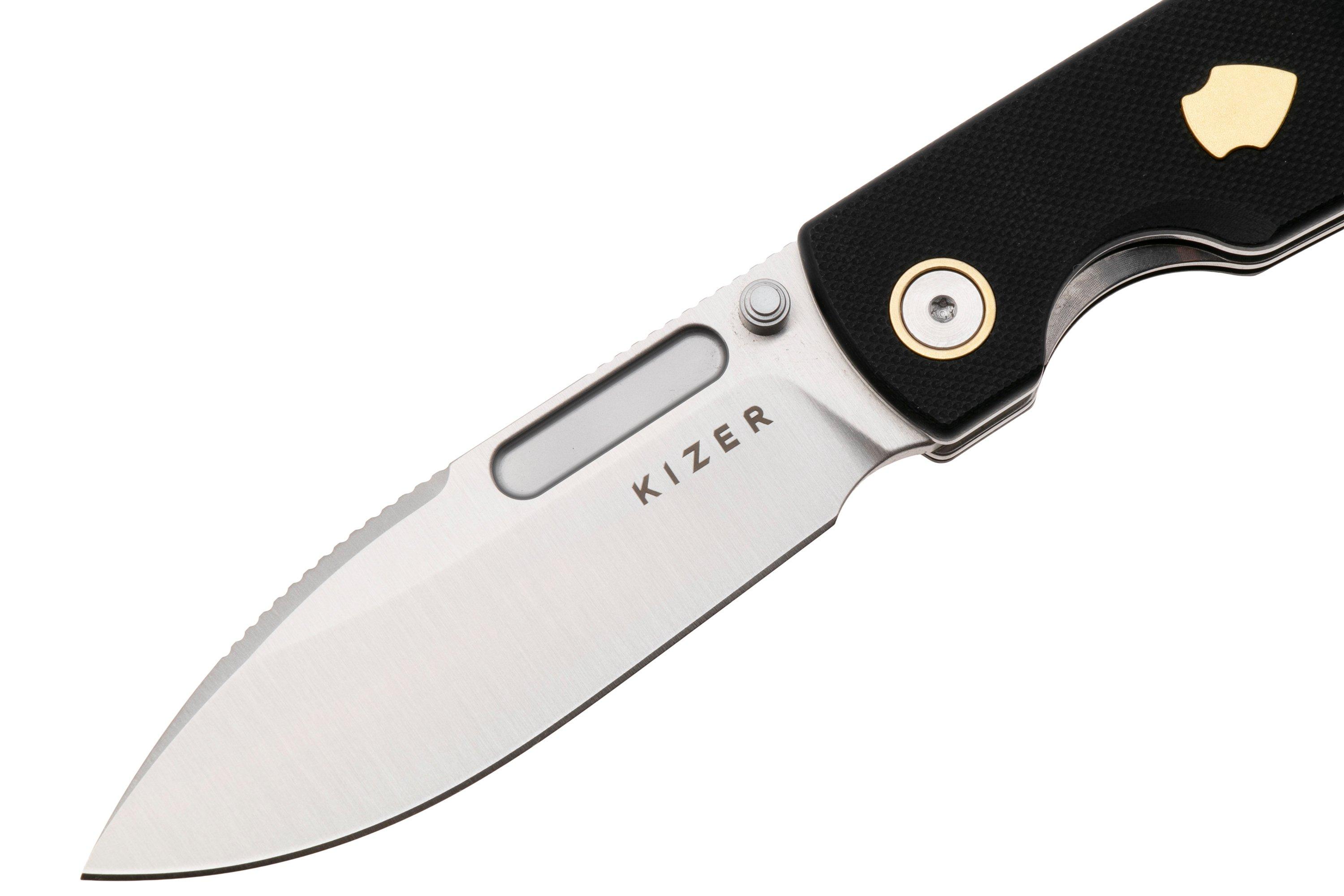 Kizer Vanguard Retro V4726A2 Satin Nitro-V, Black G10 Brass, pocket ...