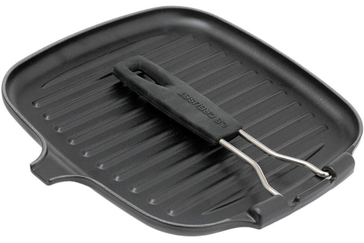 Le Creuset grill pan/skillet 24cm square, black | Advantageously ...