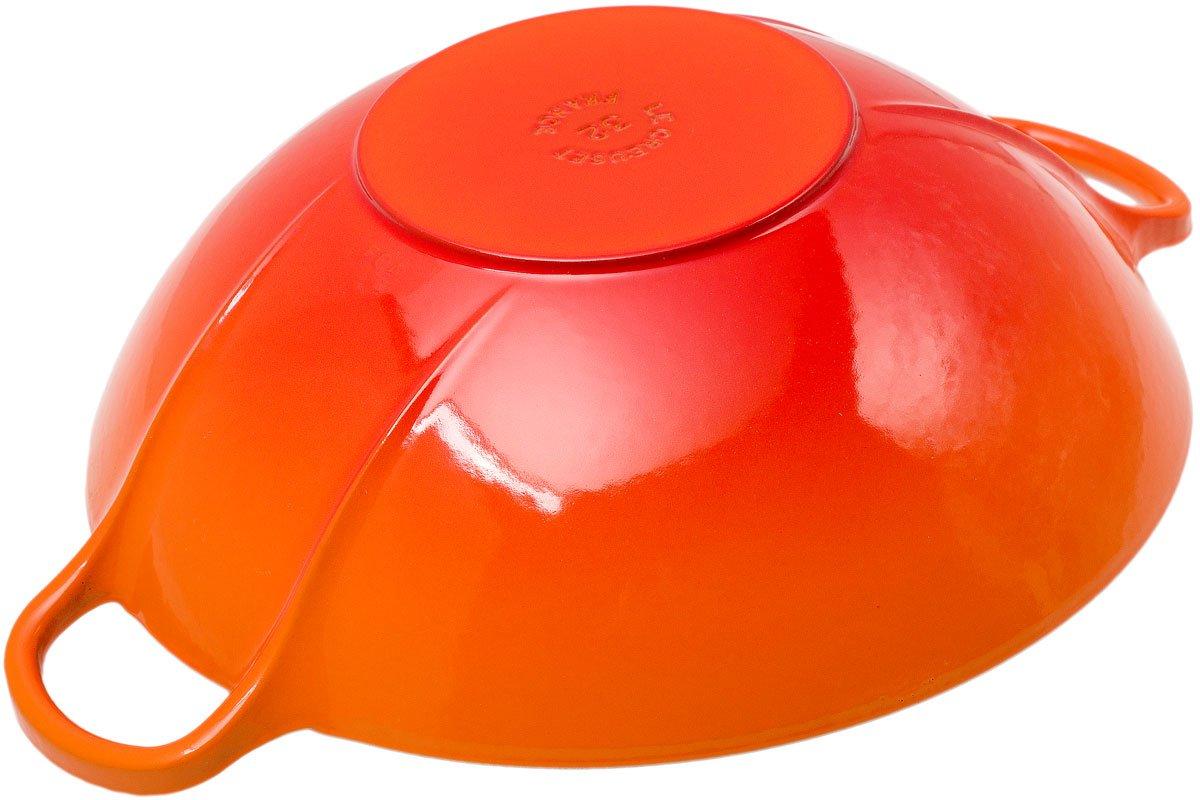 Le Creuset La Fonte enamel wok 32cm, 3.8L orange | Advantageously ...
