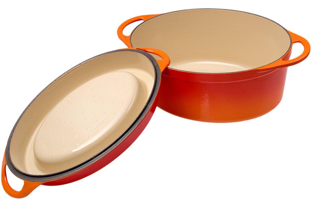 Le Creuset Doufeu cast-iron casserole oval, 32 cm, 7.2L orange-red ...