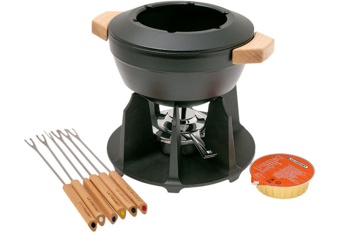 Le Creuset fondue set with wooden handles, 2L, matt black ...