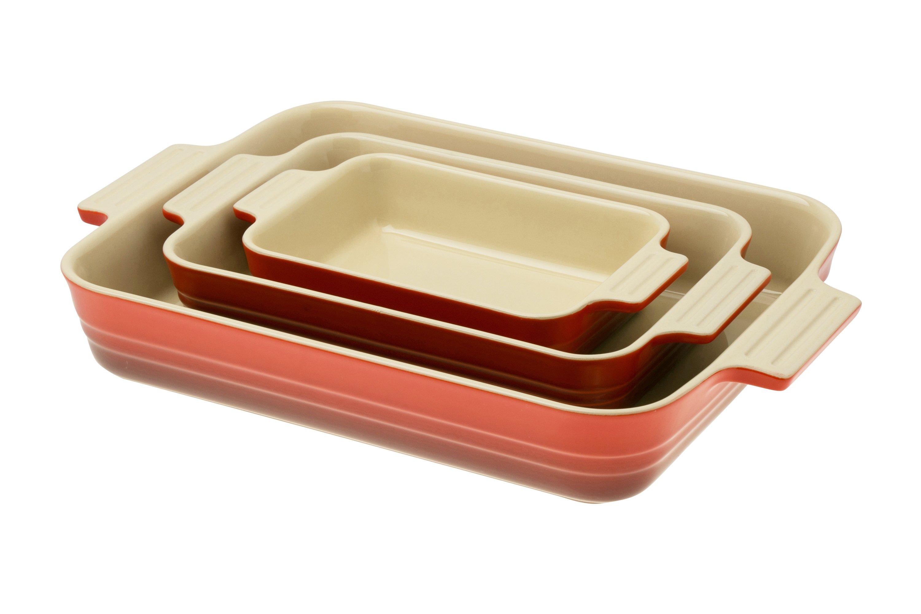 Le Creuset oven dishes 79161000600080 set of 3, rectangular, red ...