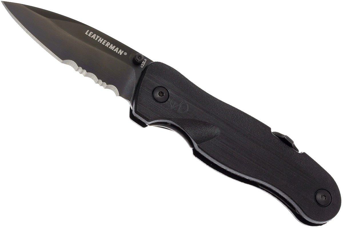 Leatherman Crater C33LX black pocket knife, partly serrated ...