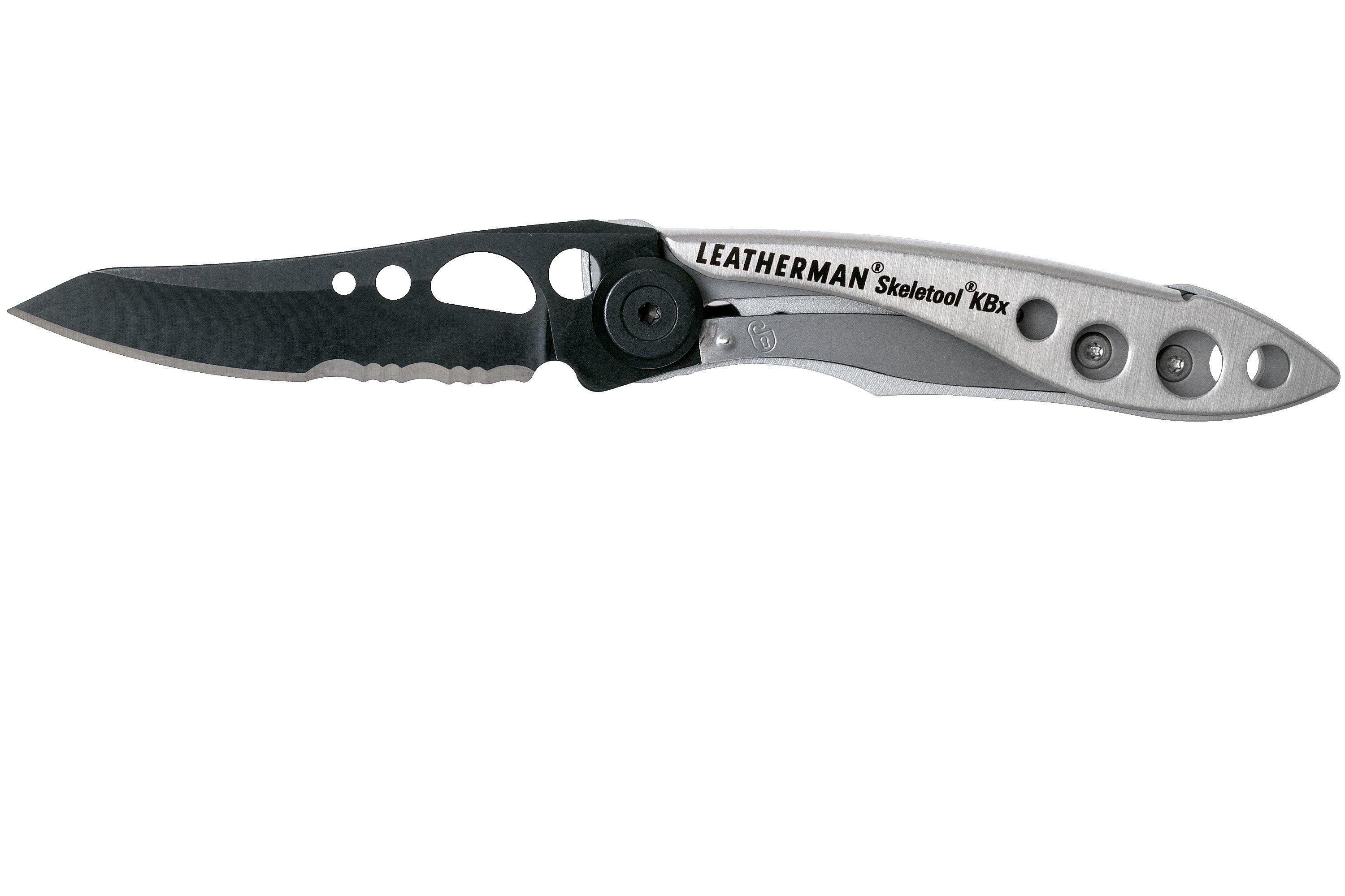 Leatherman Skeletool Knife KBx Black & Silver pocket knife partially ...