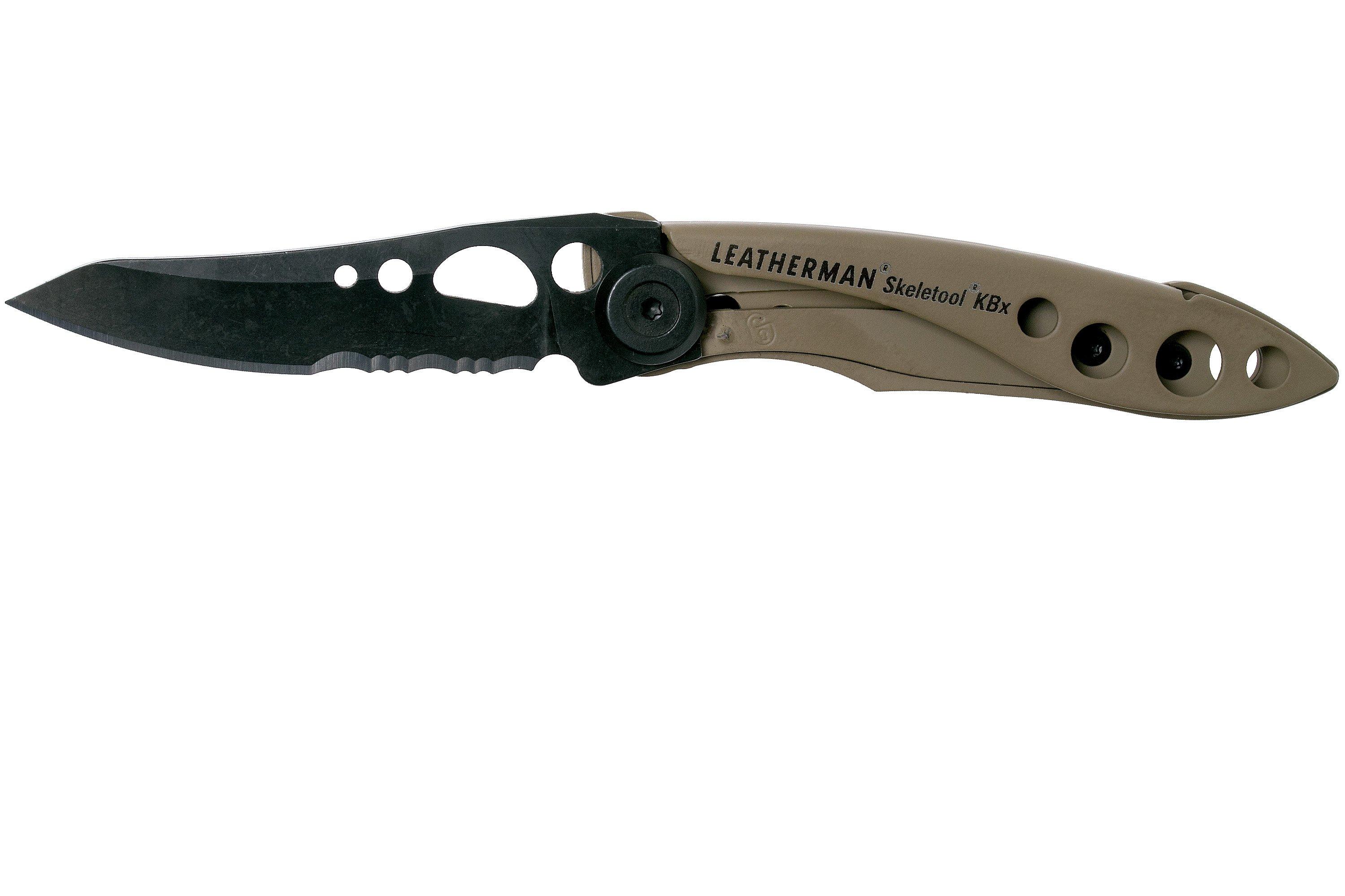 Leatherman Skeletool Knife KBx Coyote pocket knife partially serrated ...