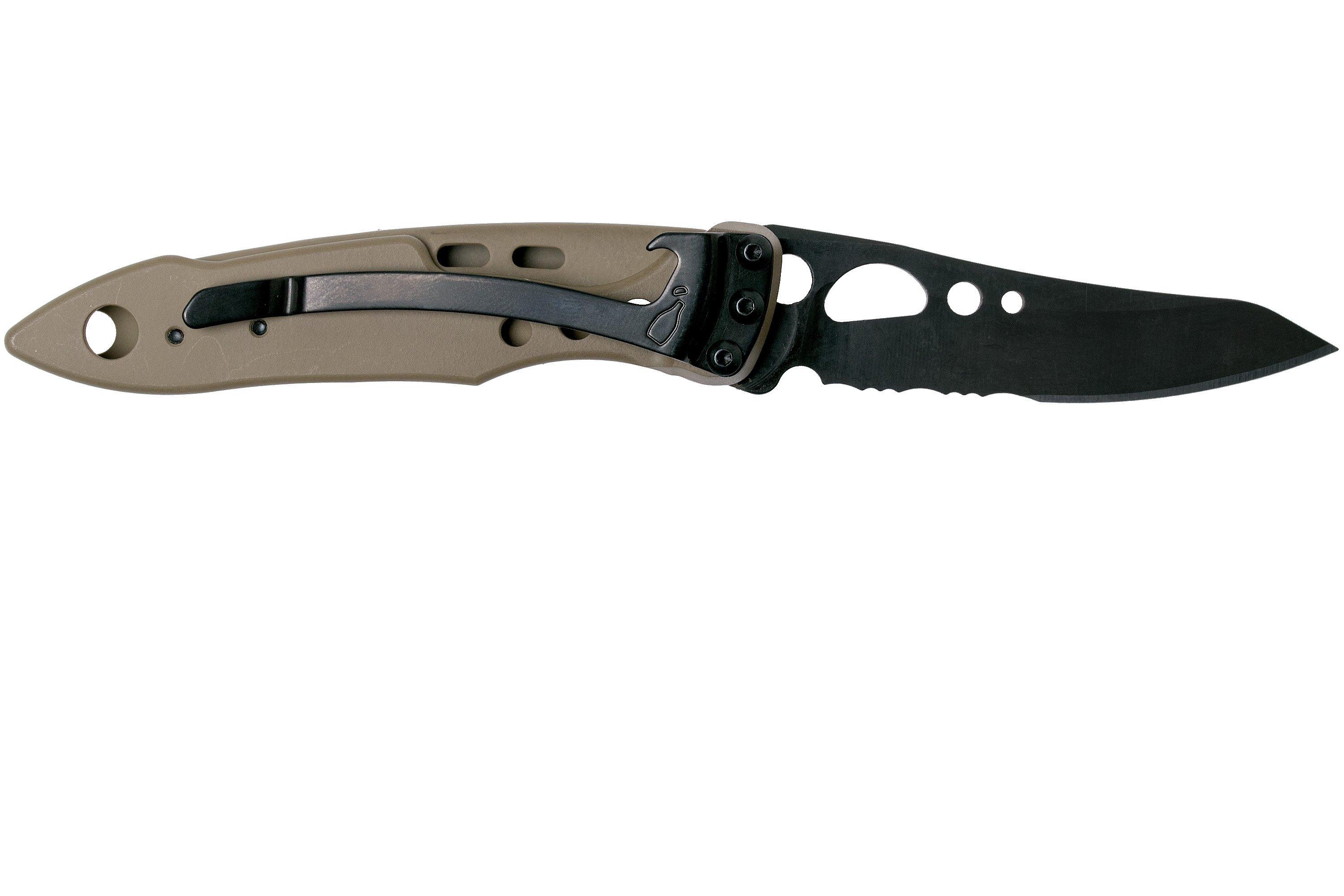 Leatherman Skeletool Knife KBx Coyote pocket knife partially serrated ...