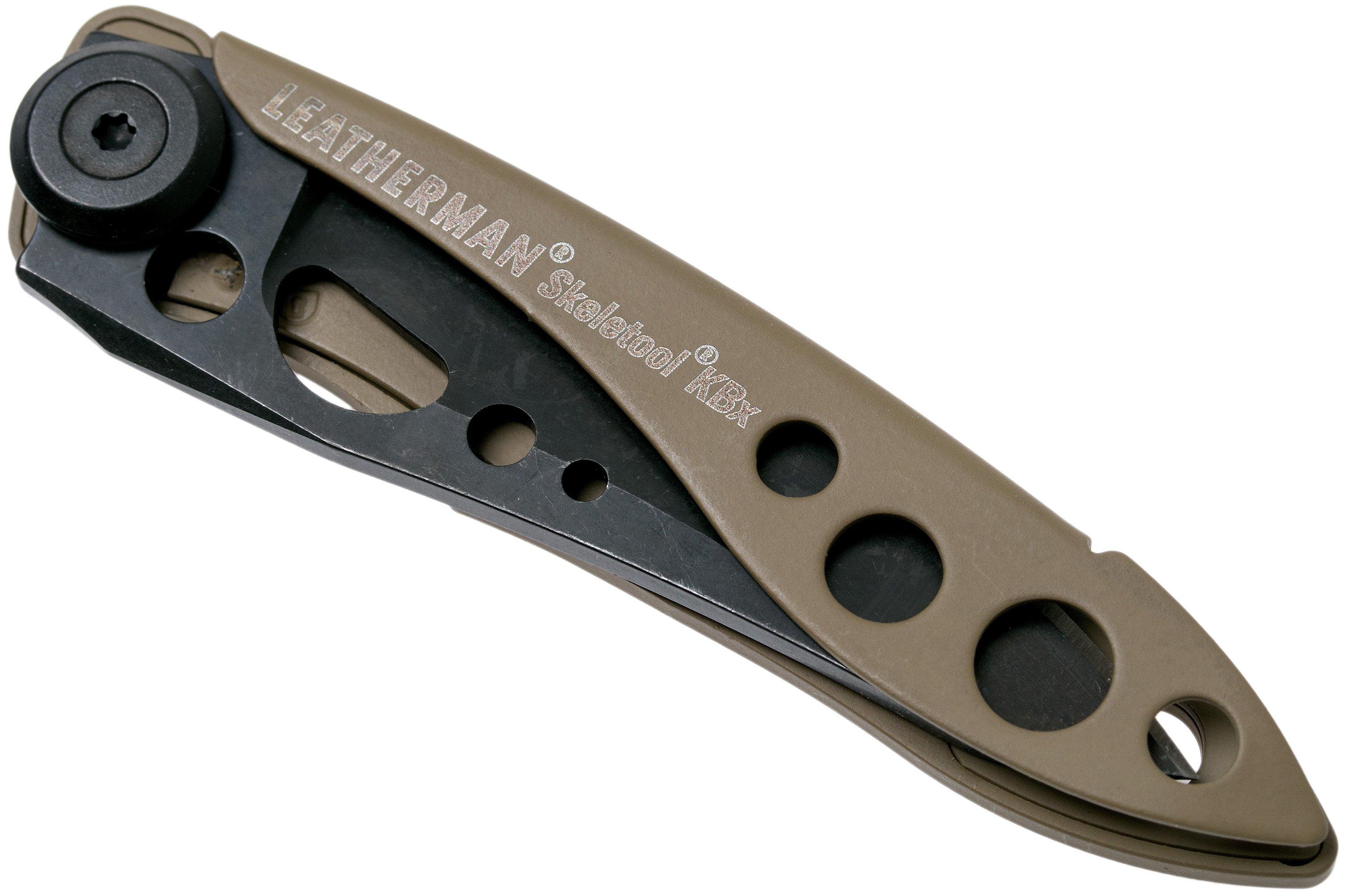 Leatherman Skeletool Knife KBx Coyote pocket knife partially serrated ...