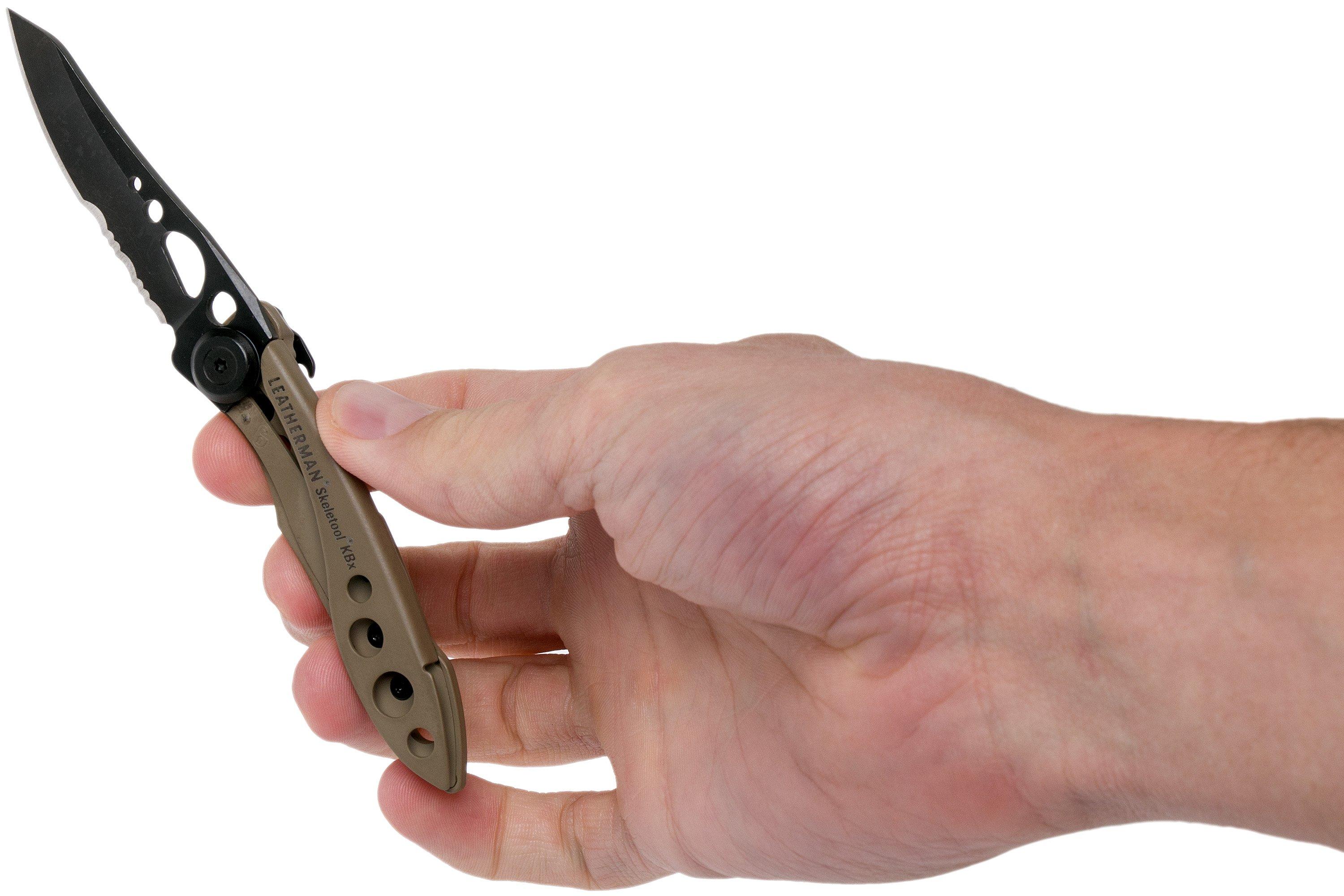 Leatherman Skeletool Knife KBx Coyote pocket knife partially serrated ...