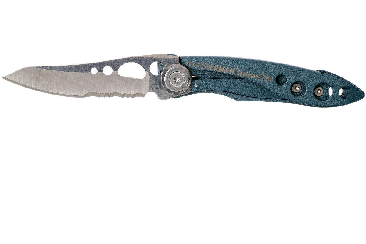 Leatherman Skeletool Knife KBx partially serrated pocket knife, Denim ...