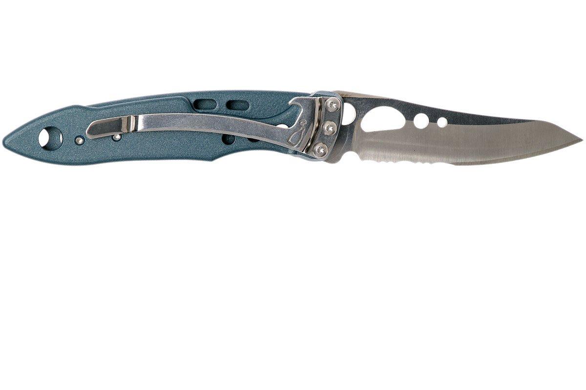 Leatherman Skeletool Knife KBx partially serrated pocket knife, Denim ...