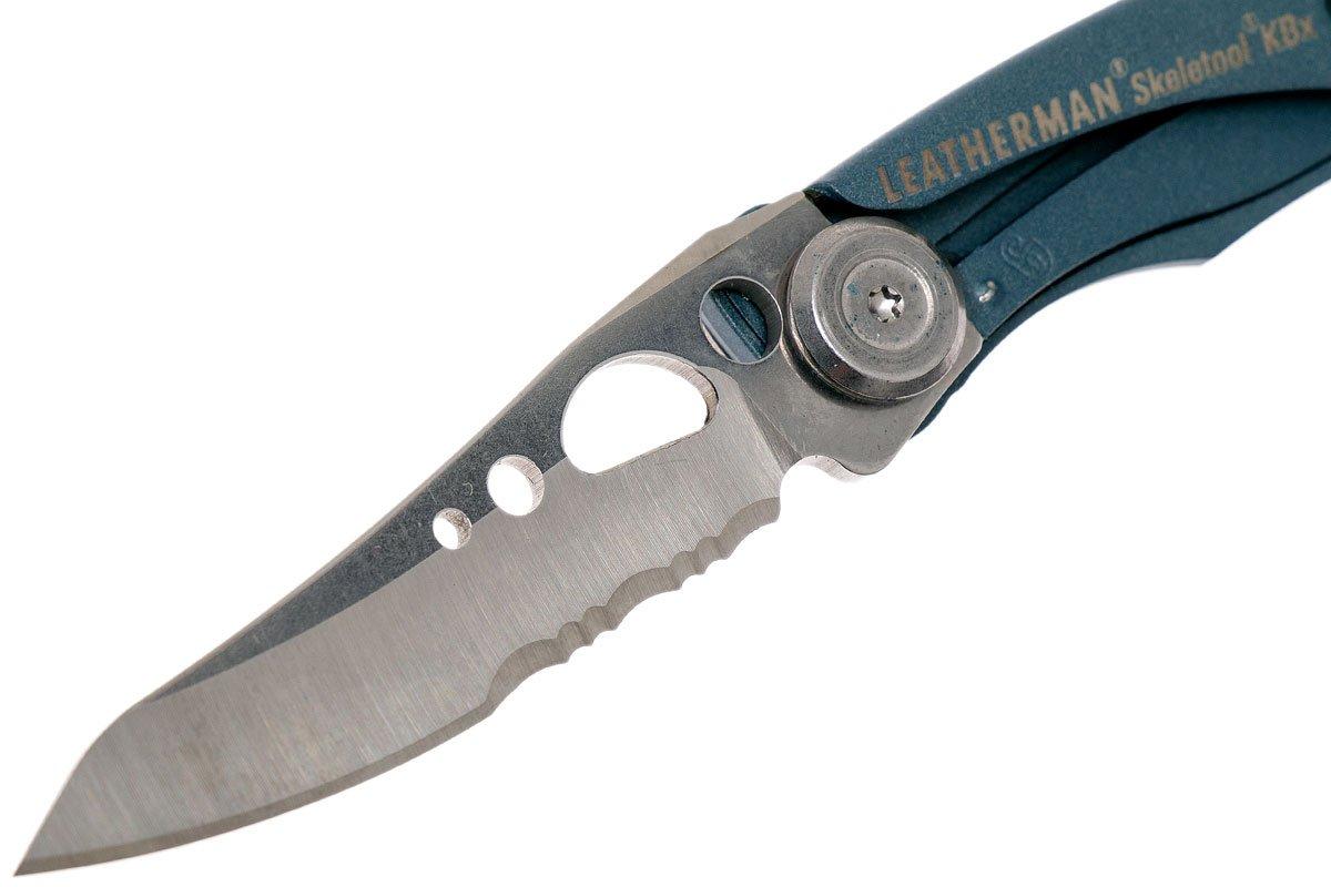 Leatherman Skeletool Knife KBx partially serrated pocket knife, Denim ...