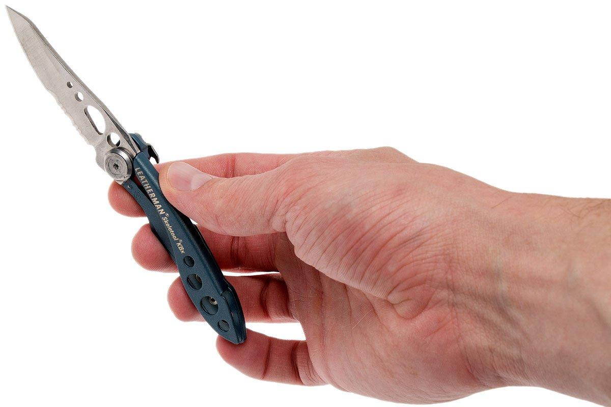 Leatherman Skeletool Knife KBx partially serrated pocket knife, Denim ...