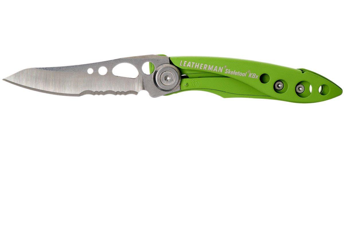 Leatherman Skeletool Knife KBx partially serrated pocket knife, Green ...