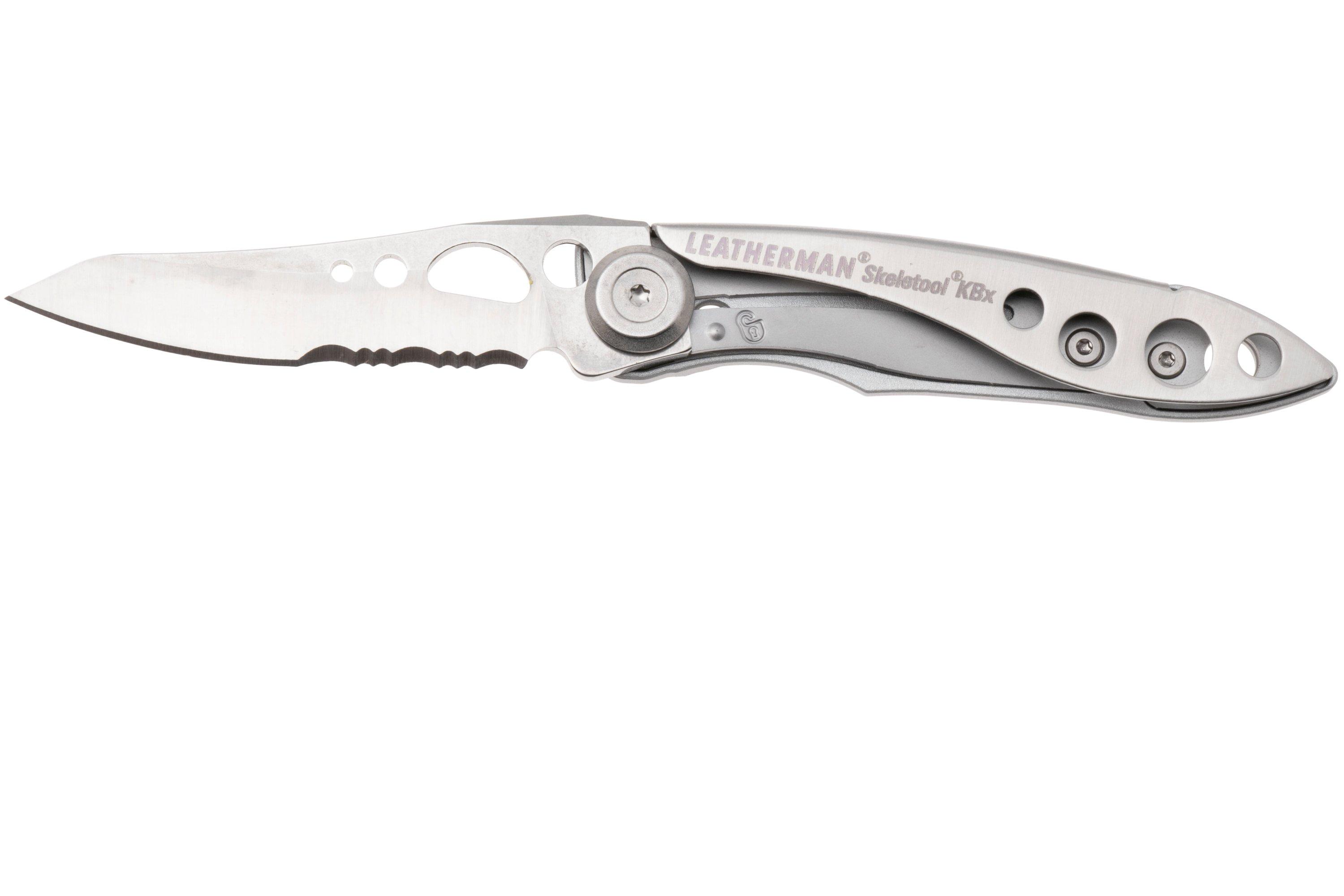 Leatherman Skeletool Knife KBx partially serrated pocket knife, silver ...