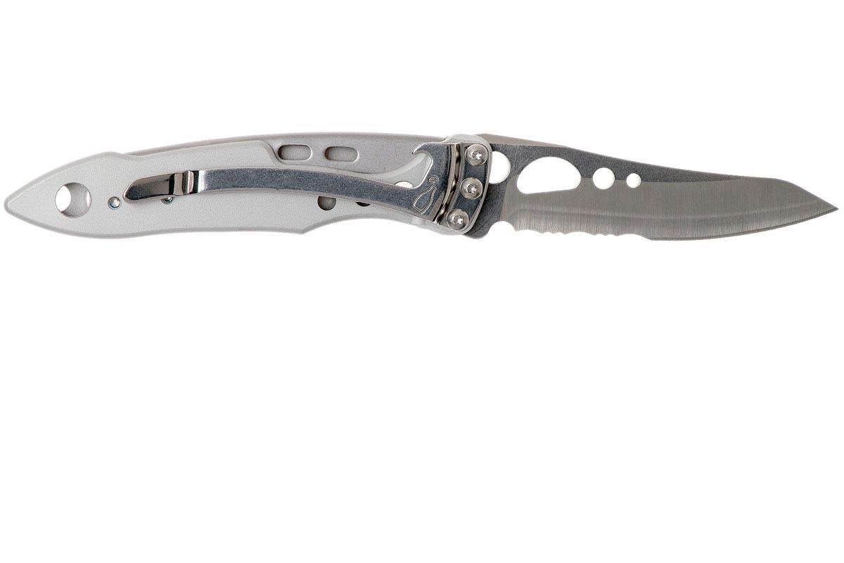 Leatherman Skeletool Knife KBx partially serrated pocket knife, silver ...