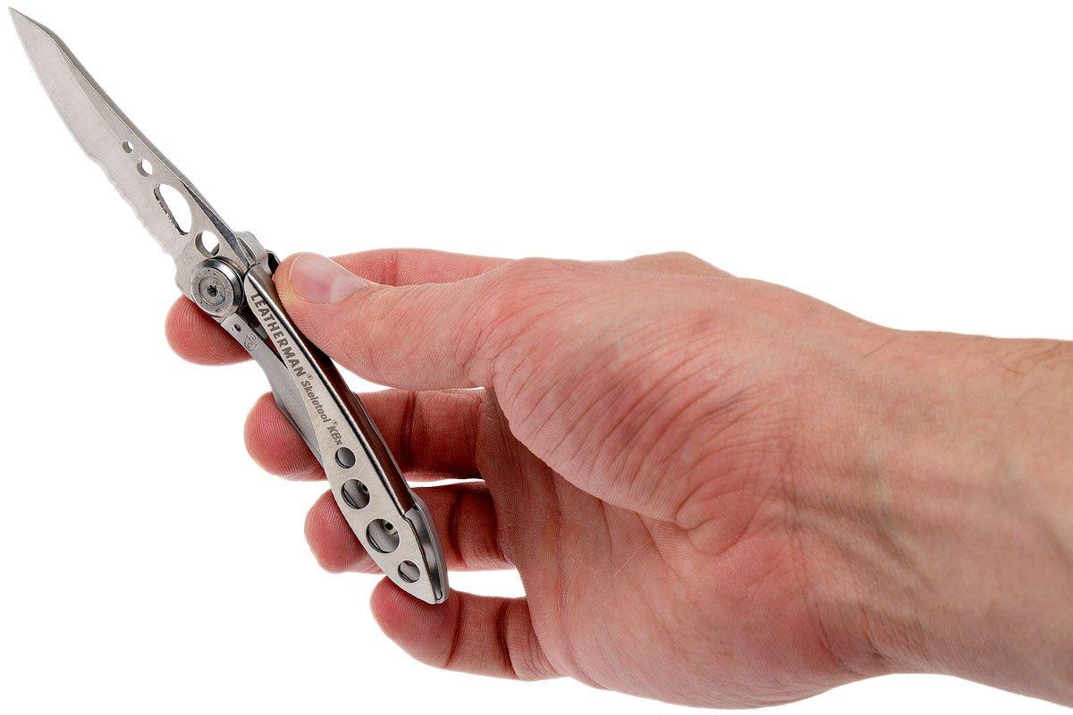 Leatherman Skeletool Knife KBx partially serrated pocket knife, silver ...