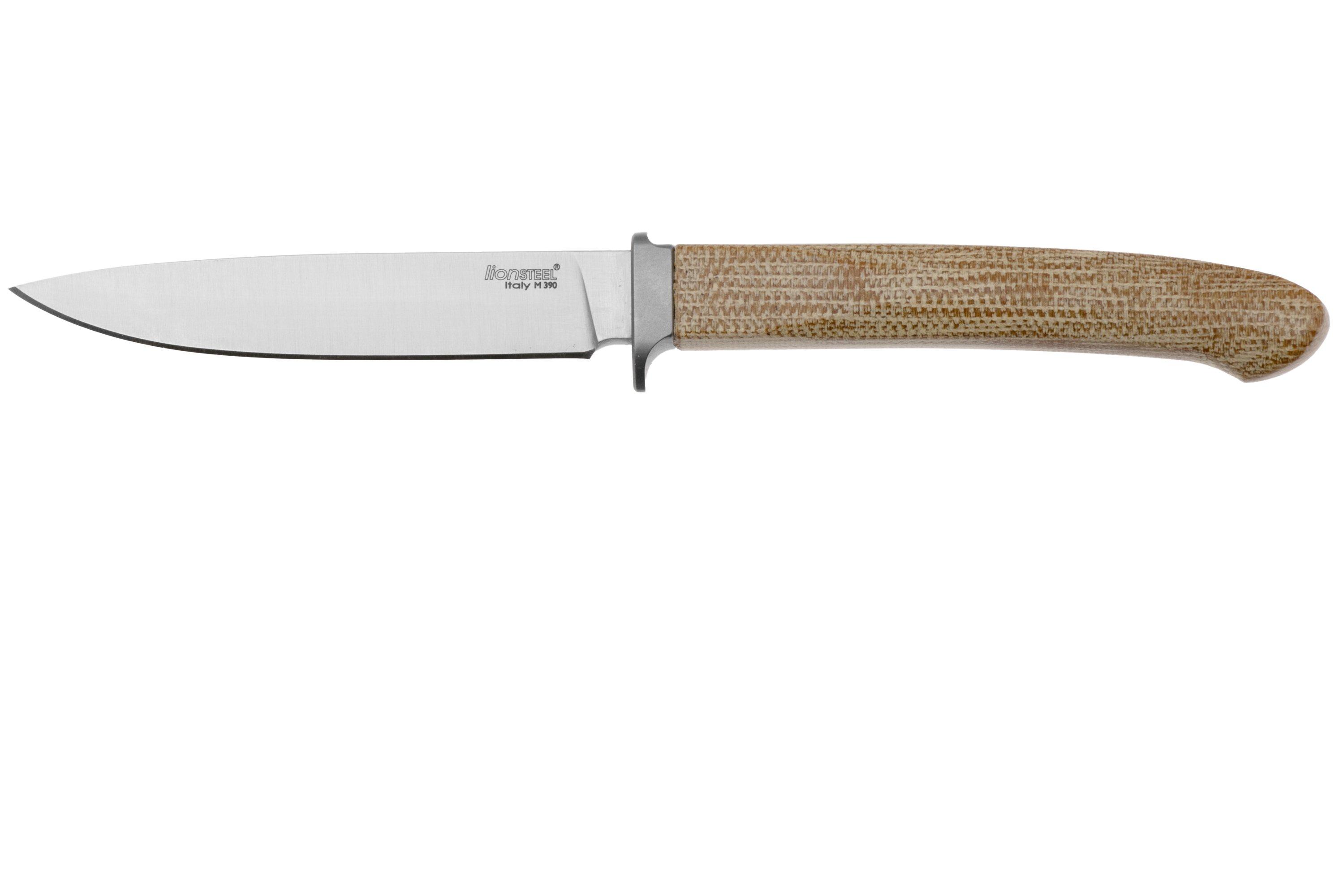 LionSteel Ago AG1-CVN Natural Canvas Micarta, Titanium Guard ...