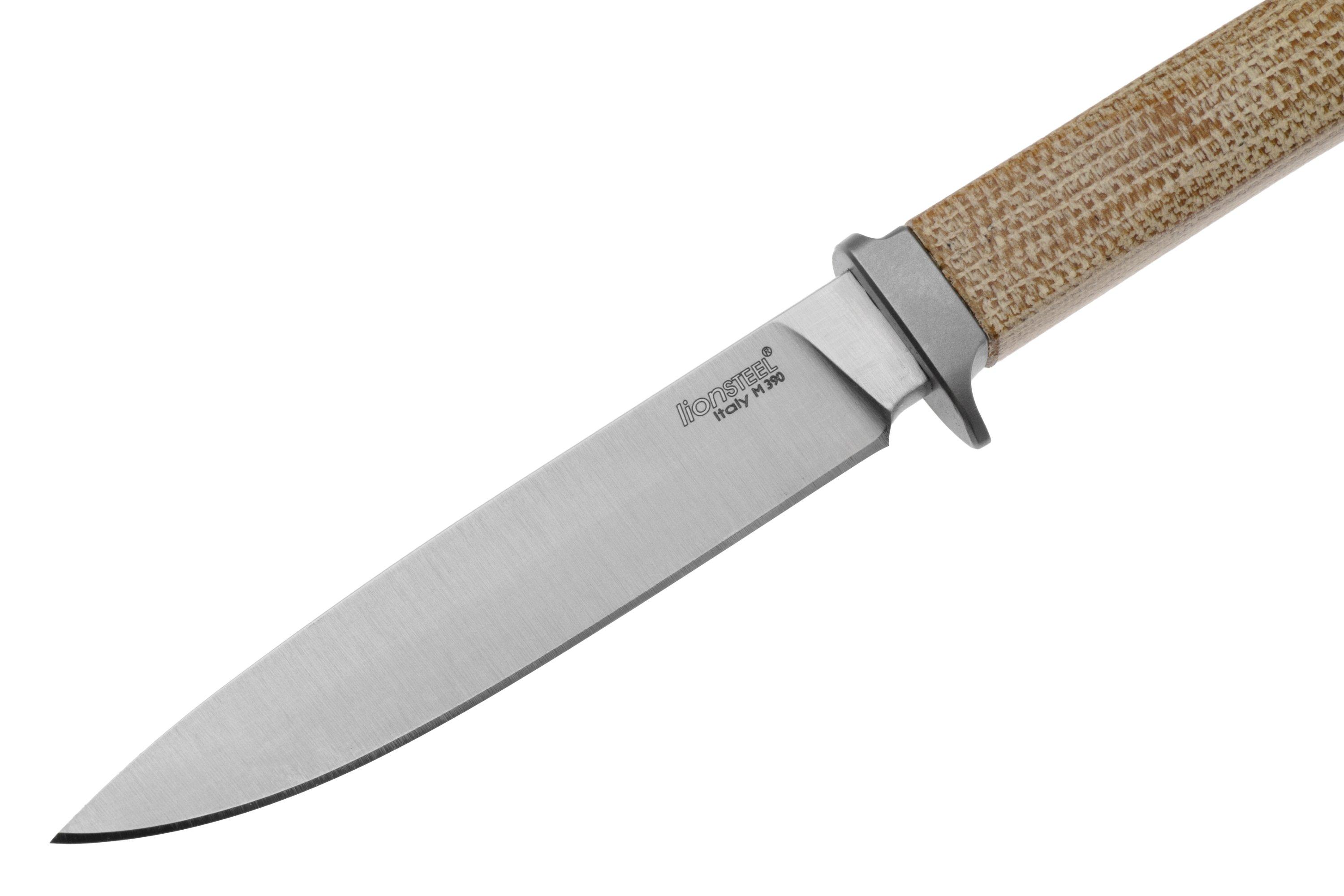 LionSteel Ago AG1-CVN Natural Canvas Micarta, Titanium Guard, fixed ...