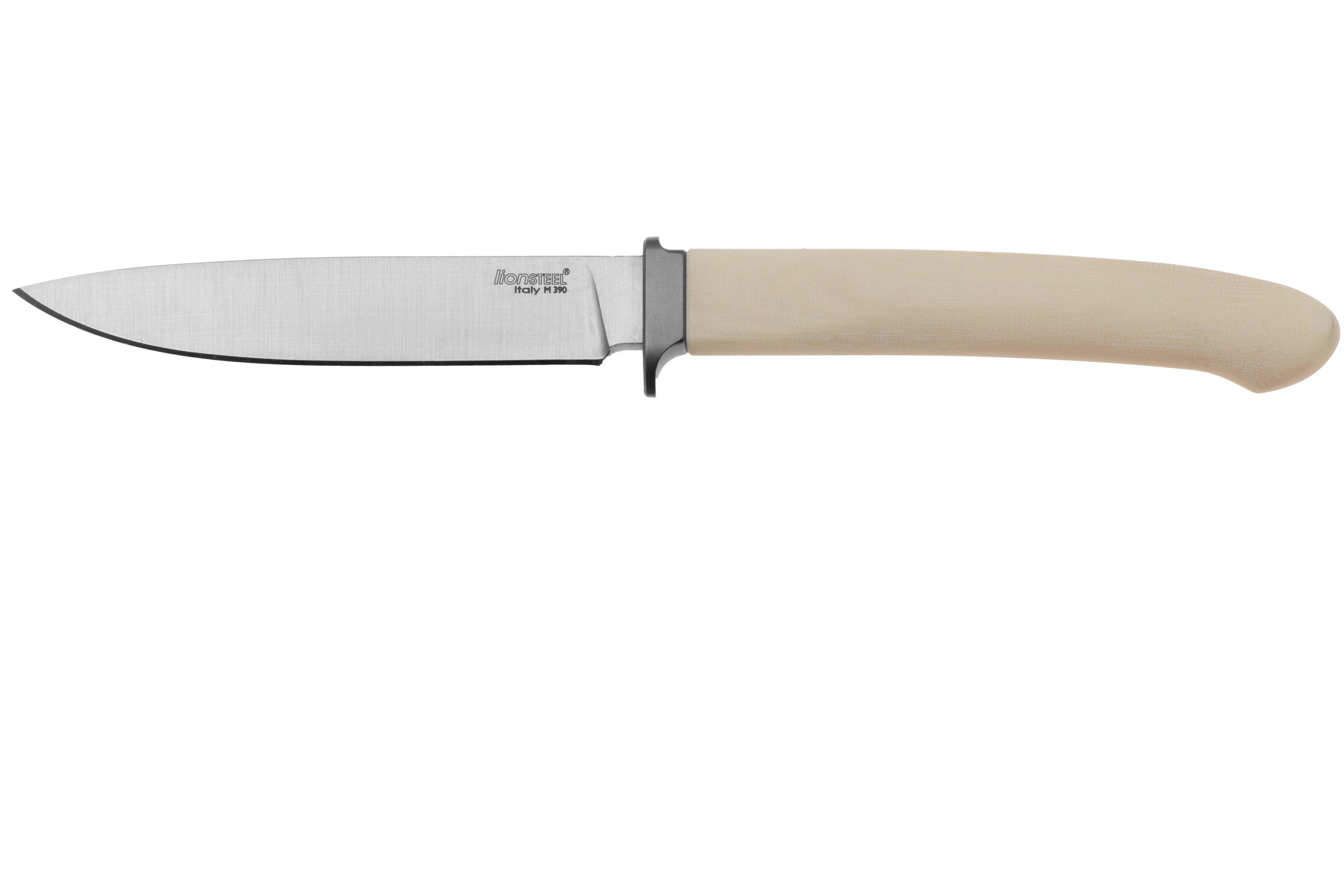 LionSteel Ago AG1-MW White Micarta, Titanium Guard, Feststehende Messer ...