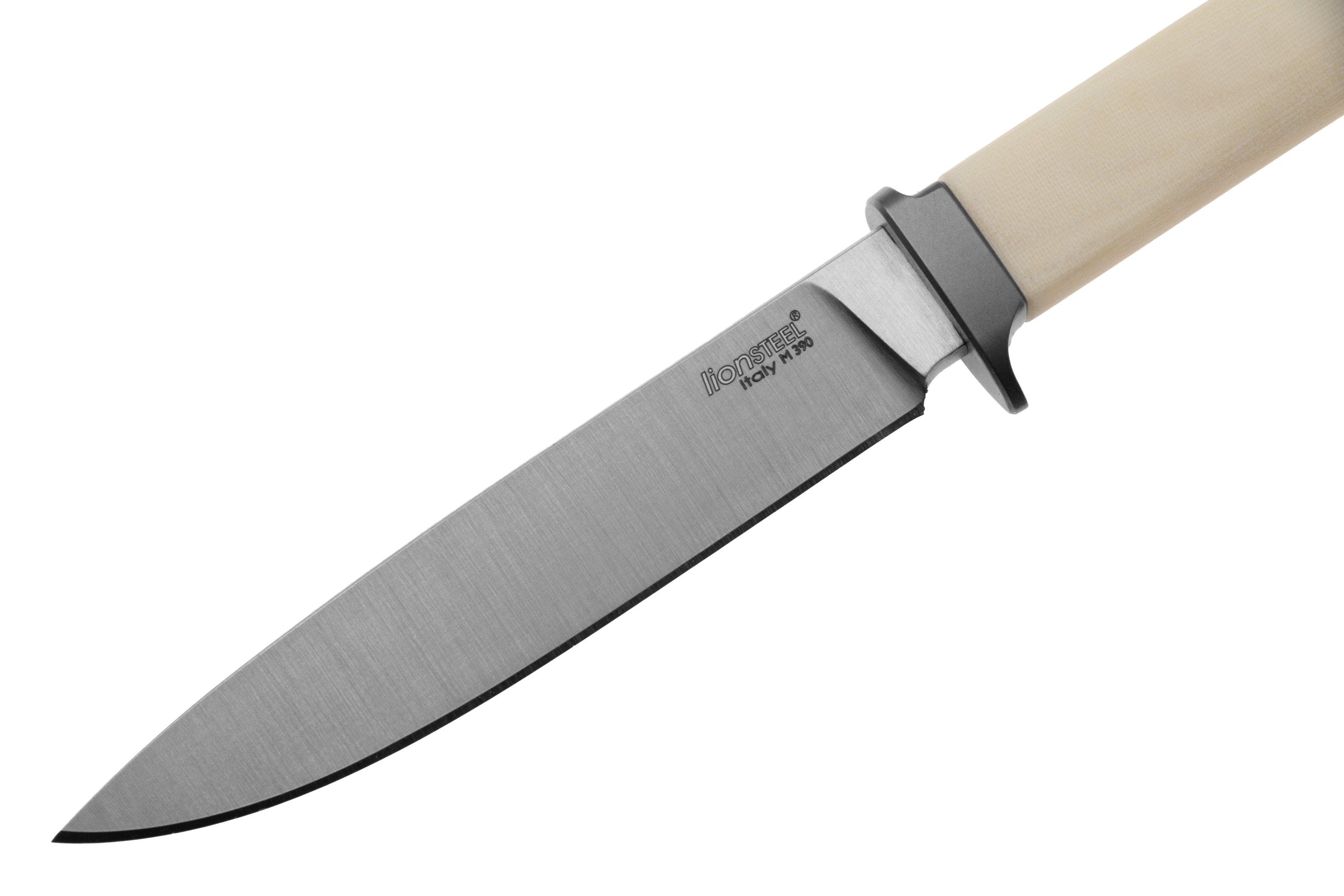 LionSteel Ago AG1-MW White Micarta, Titanium Guard, vaststaand mes ...