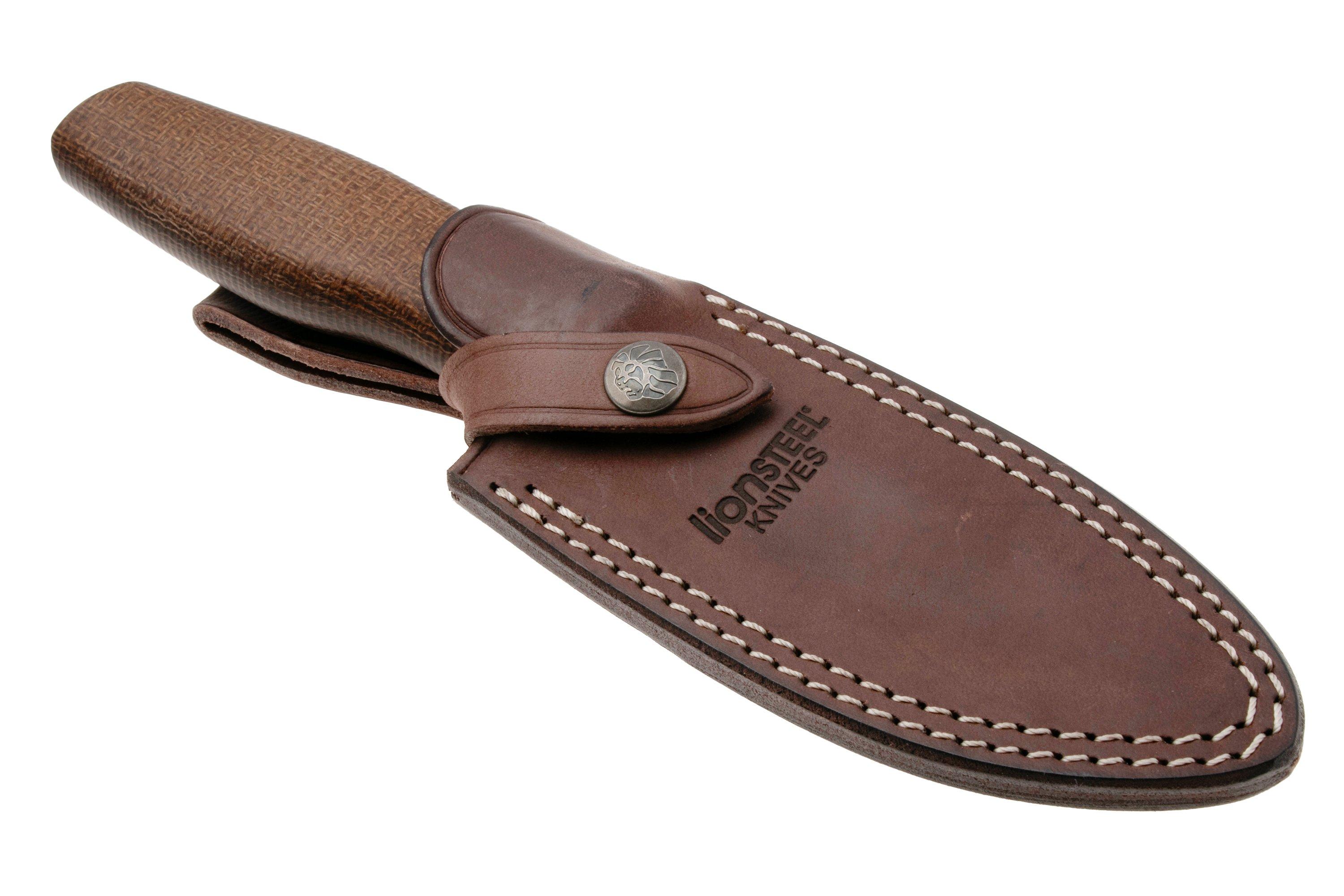 LionSteel Acha AH BLN Satin M390, Natural Burlap Micarta, Titanium ...