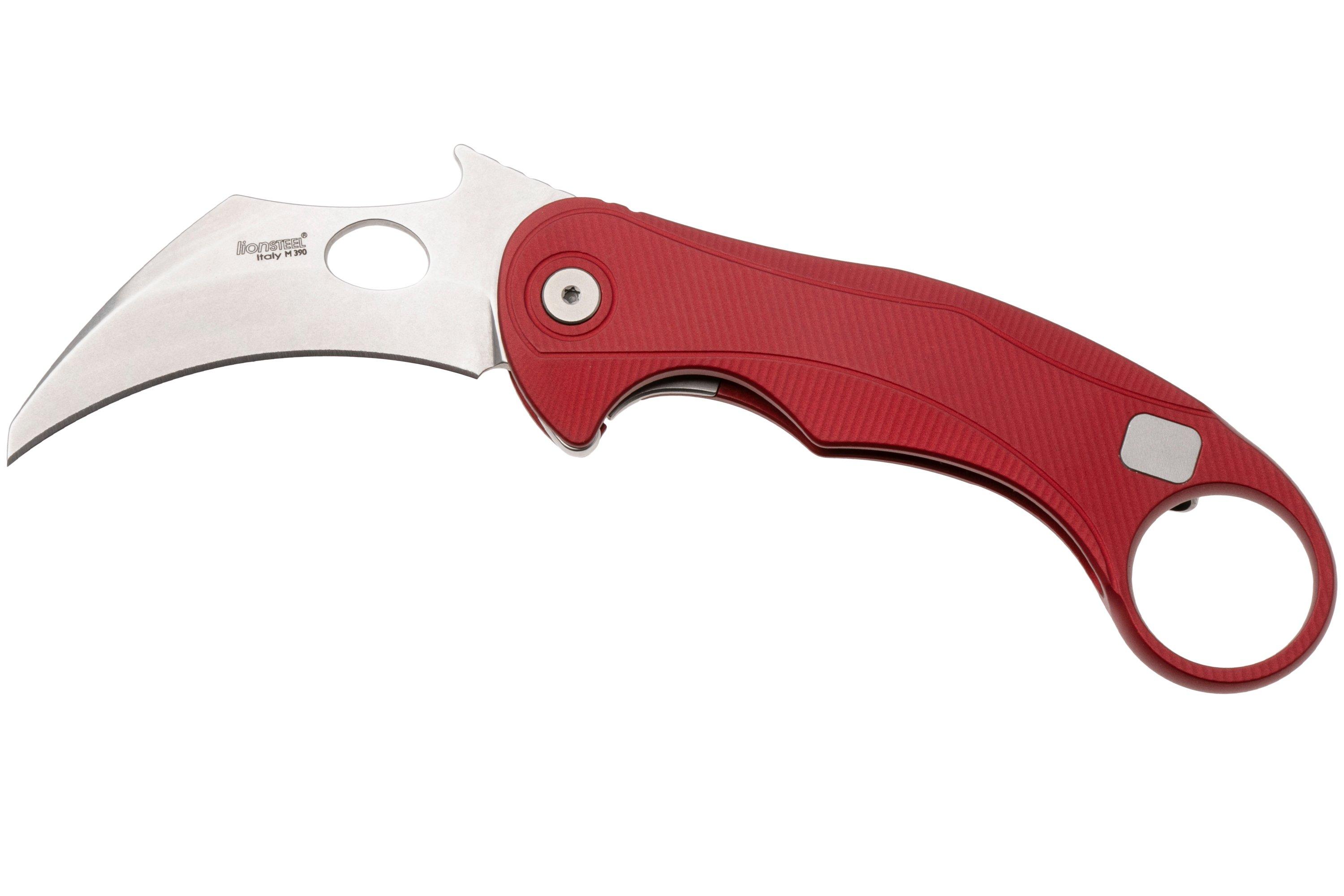 LionSteel L.E.One Mid LE2-RS, Stonewashed M390, Red Aluminum, navaja ...