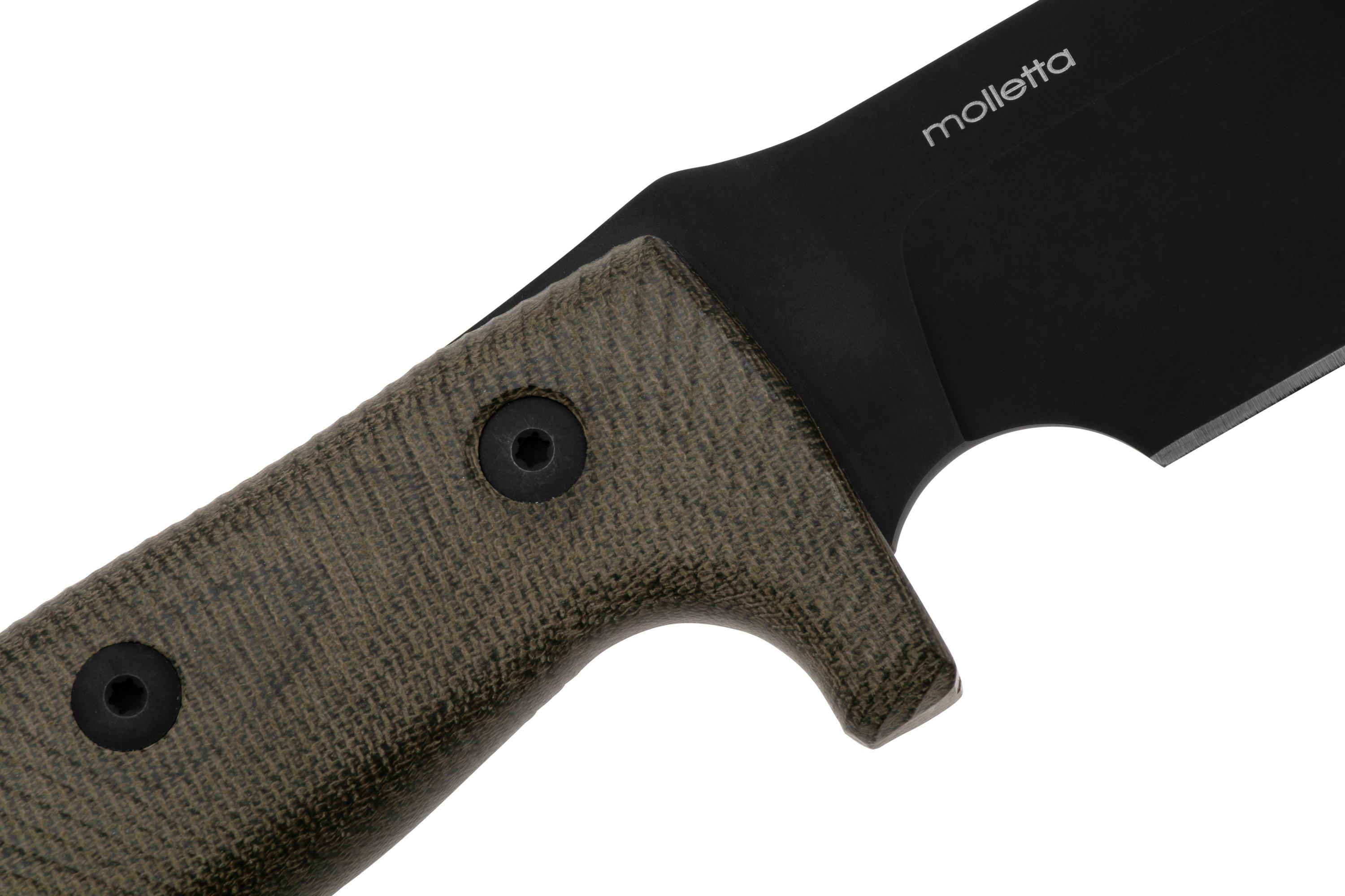 LionSteel M7B CVG Black, Green Canvas Micarta vaststaand mes, Molletta ...