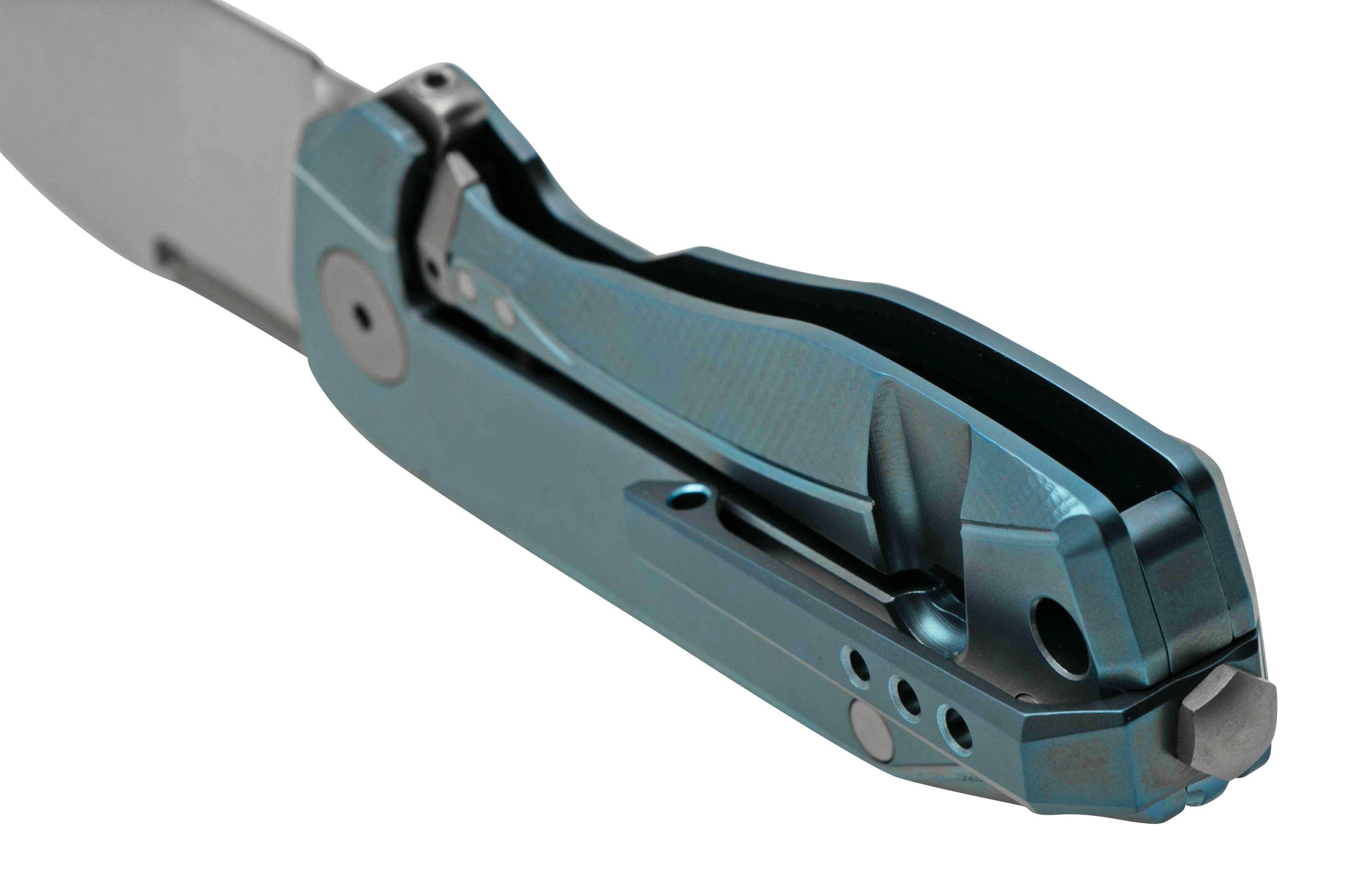 LionSteel Nano NA01-BL Frame Lock, Magnacut, Blue Titanium, navaja ...