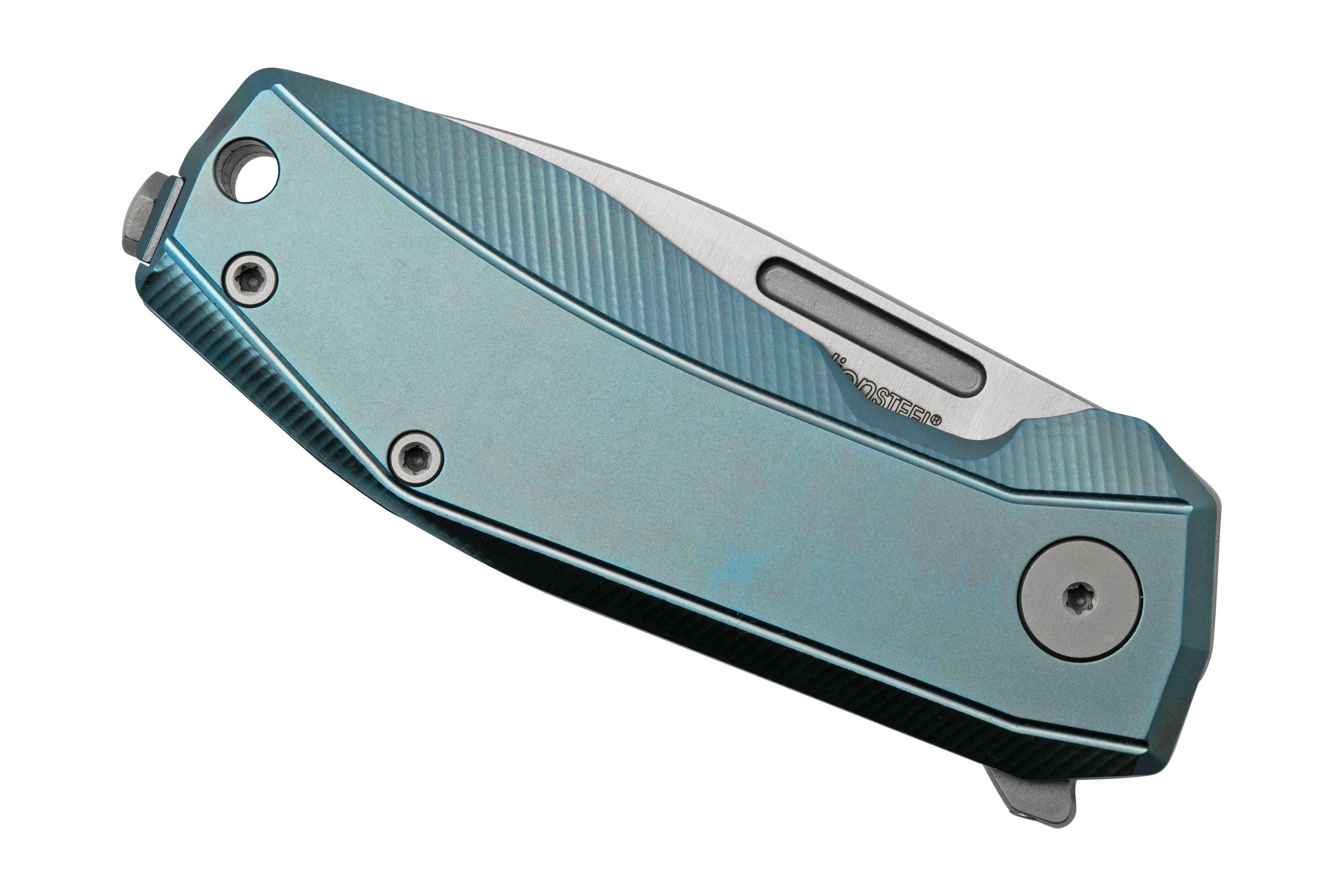 LionSteel Nano NA01-BL Frame Lock, Magnacut, Blue Titanium, pocket ...