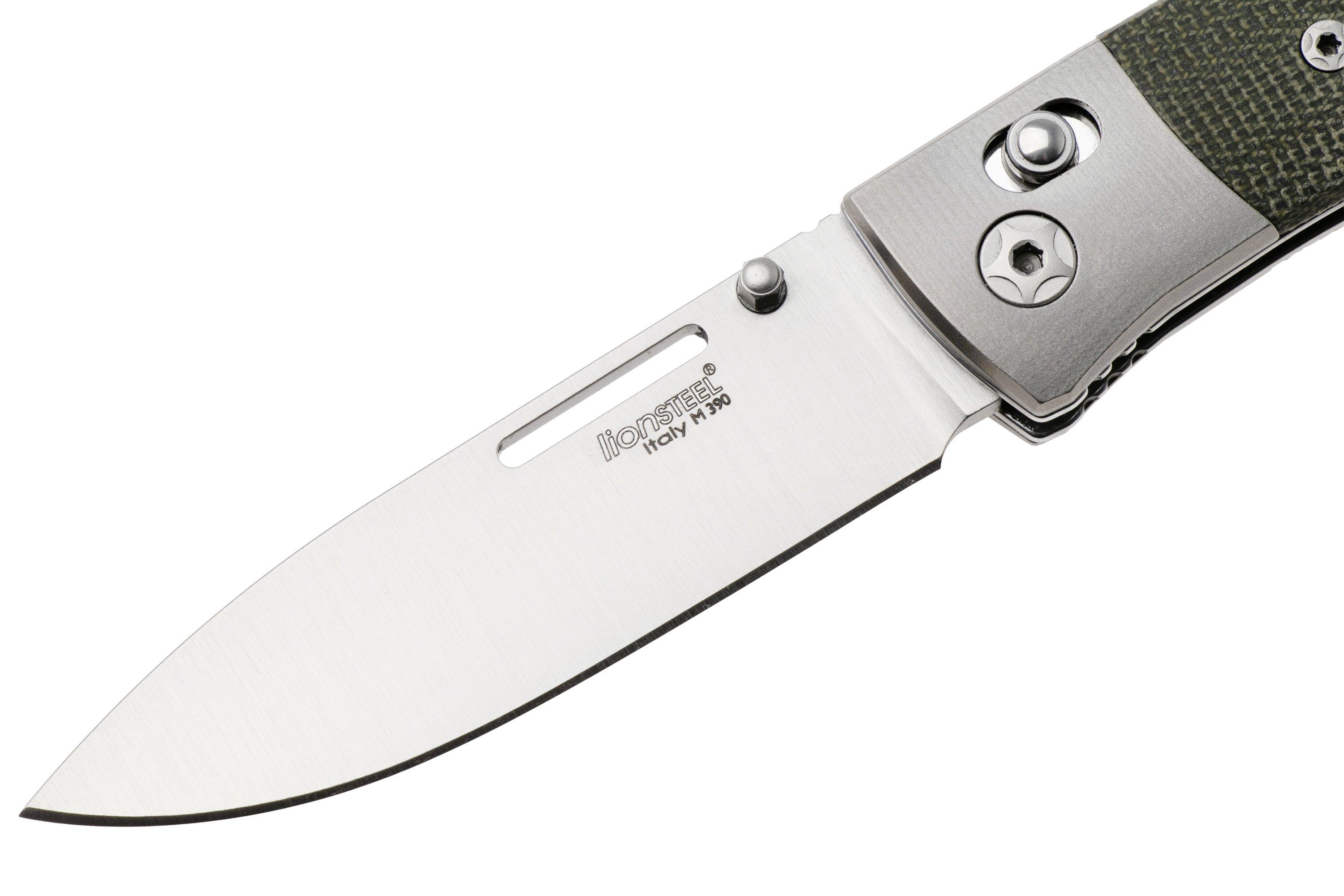 LionSteel NiNi NN2 CVG M390 Satin, Titanium Bolsters, Green Canvas ...