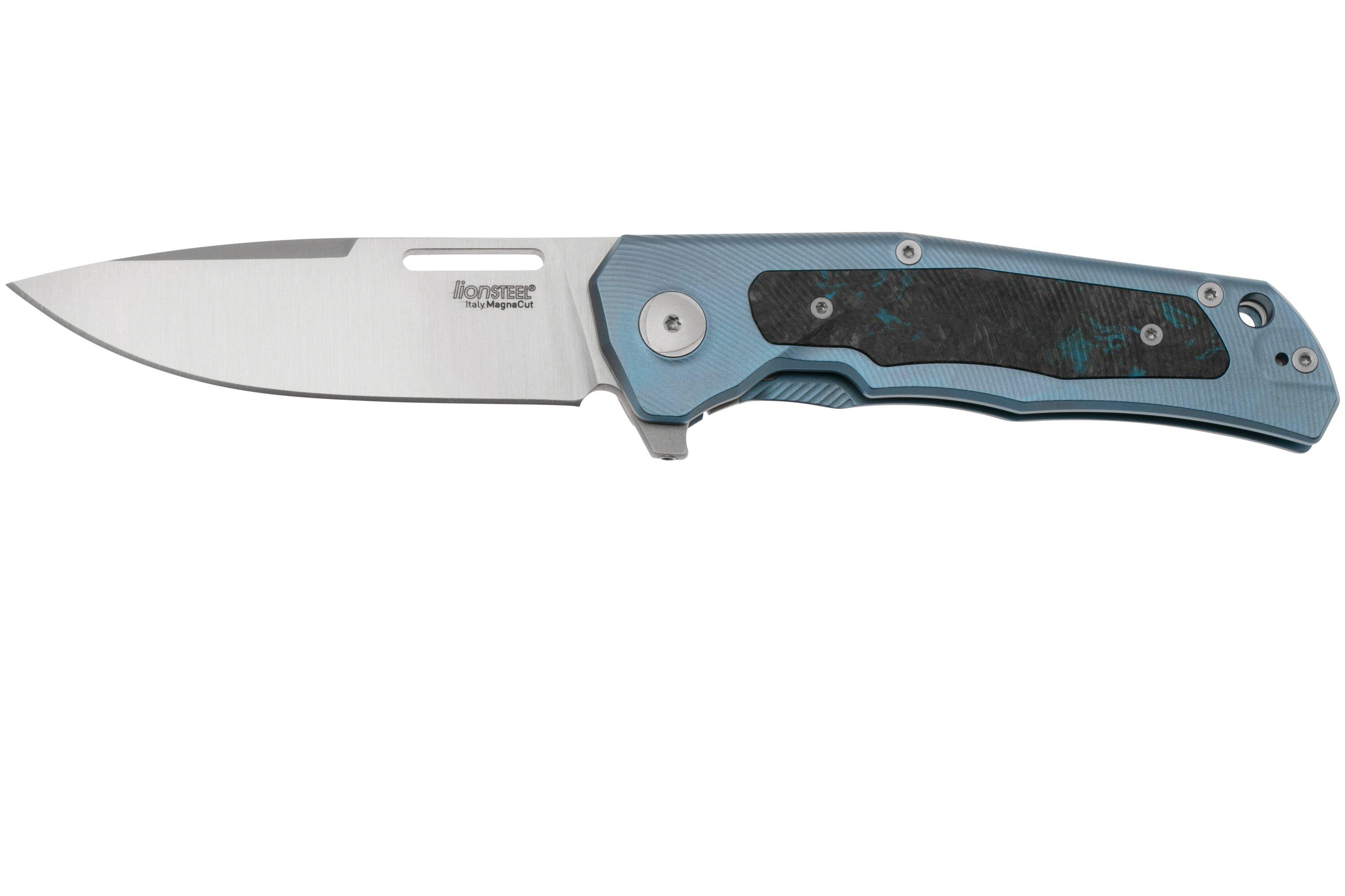 LionSteel Q4ttro, Satin MagnaCut, Blue Titanium Carbon Fiber Inlay ...