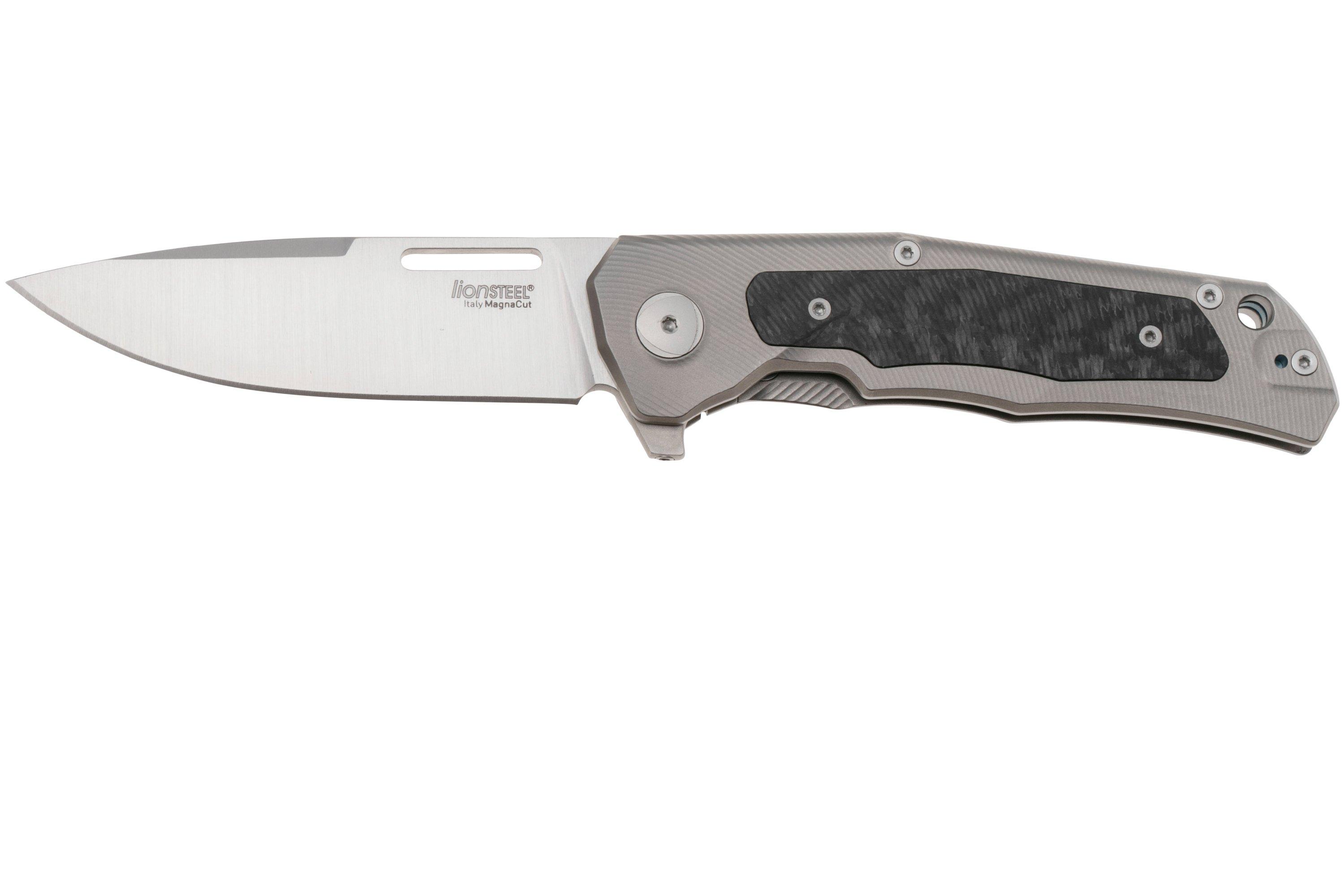 LionSteel Q4ttro, Satin MagnaCut, Grey Titanium Carbon Fiber Inlay, coltello da tasca, Michele ...
