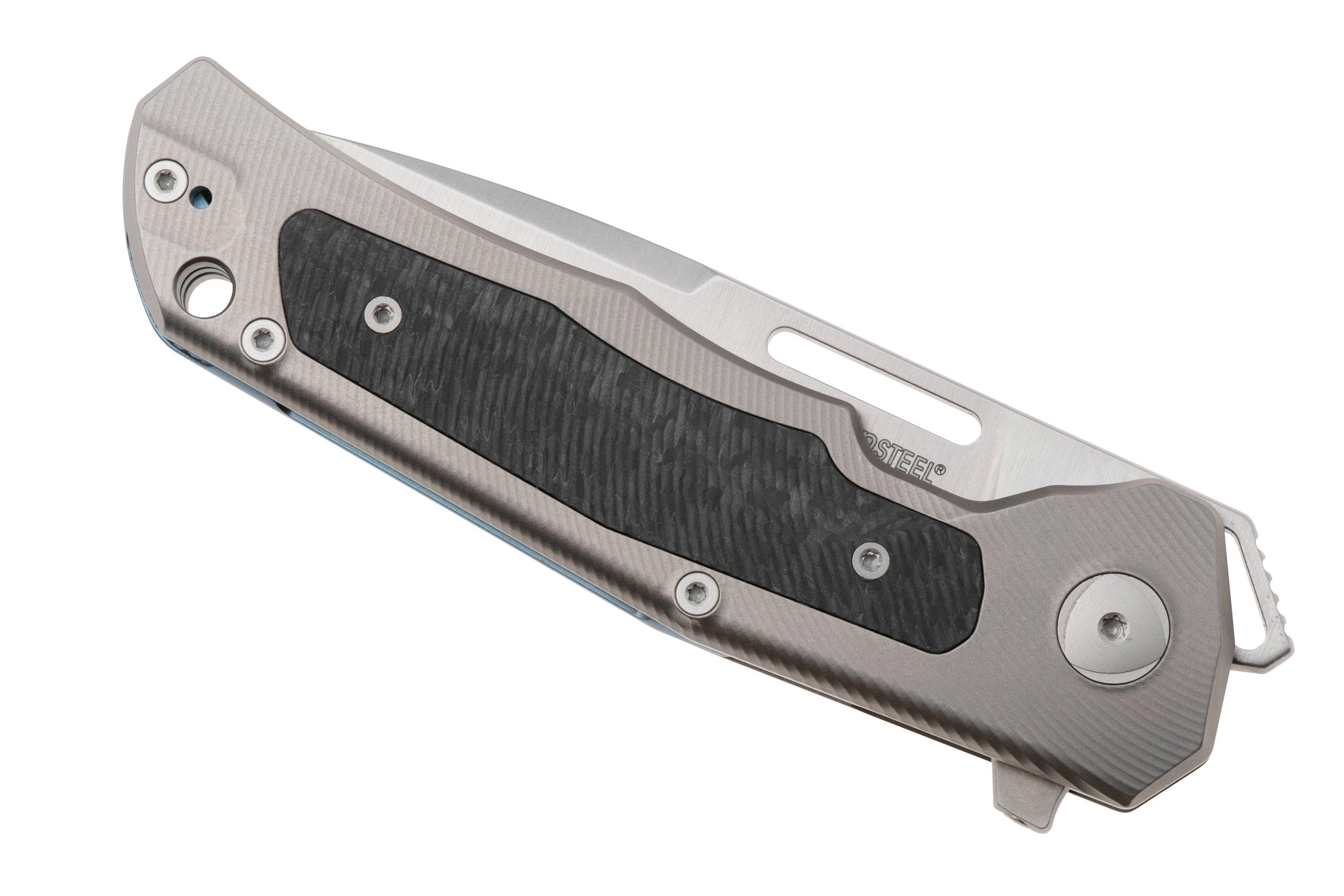 LionSteel Q4ttro, Satin MagnaCut, Grey Titanium Carbon Fiber Inlay, coltello da tasca, Michele ...