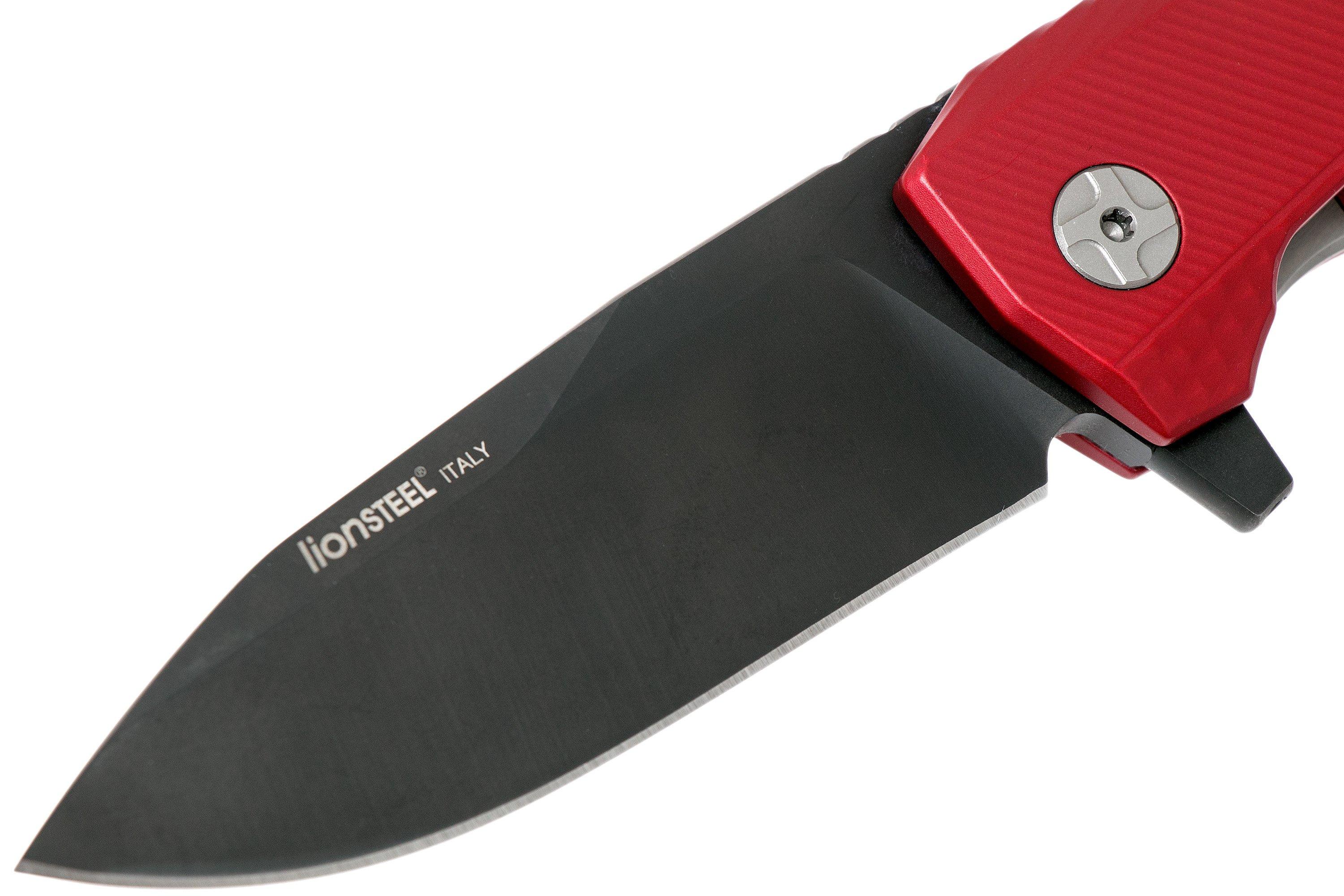 LionSteel ROK Black Red Aluminium ROK A RB pocket knife ...