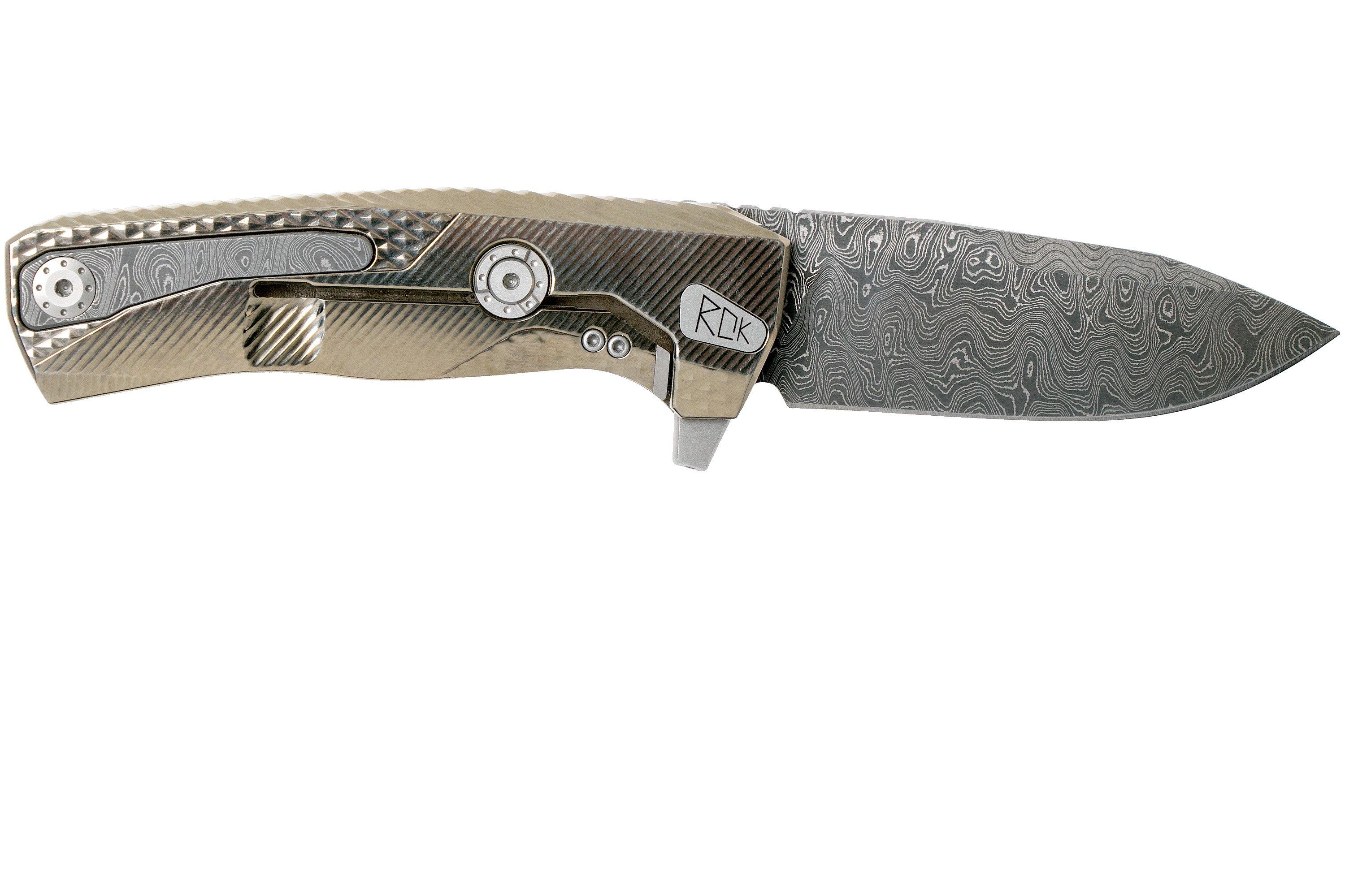 LionSteel ROK Damascus Gold Titanium ROK DD GL pocket knife ...