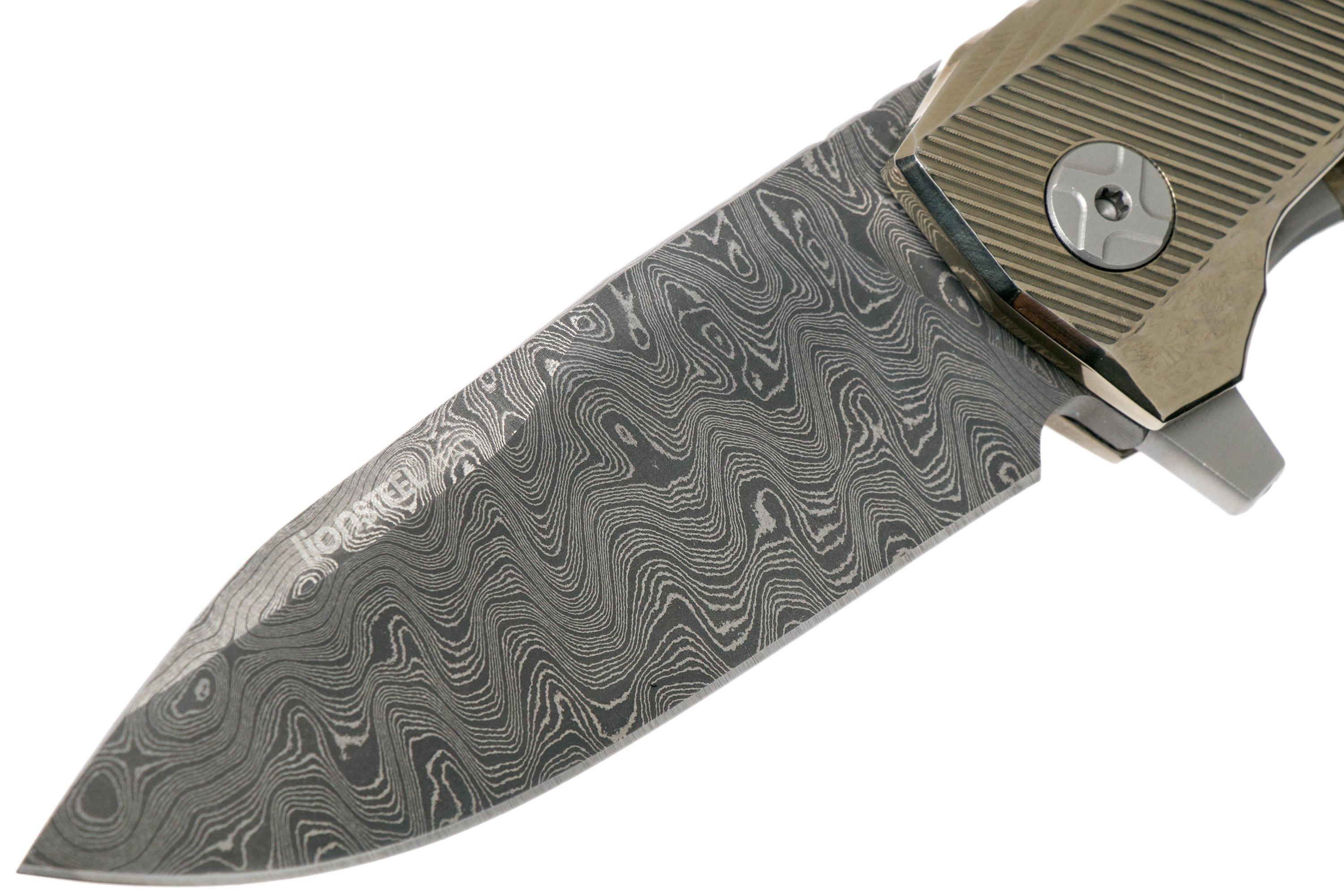 LionSteel ROK Damascus Gold Titanium ROK DD GL pocket knife ...
