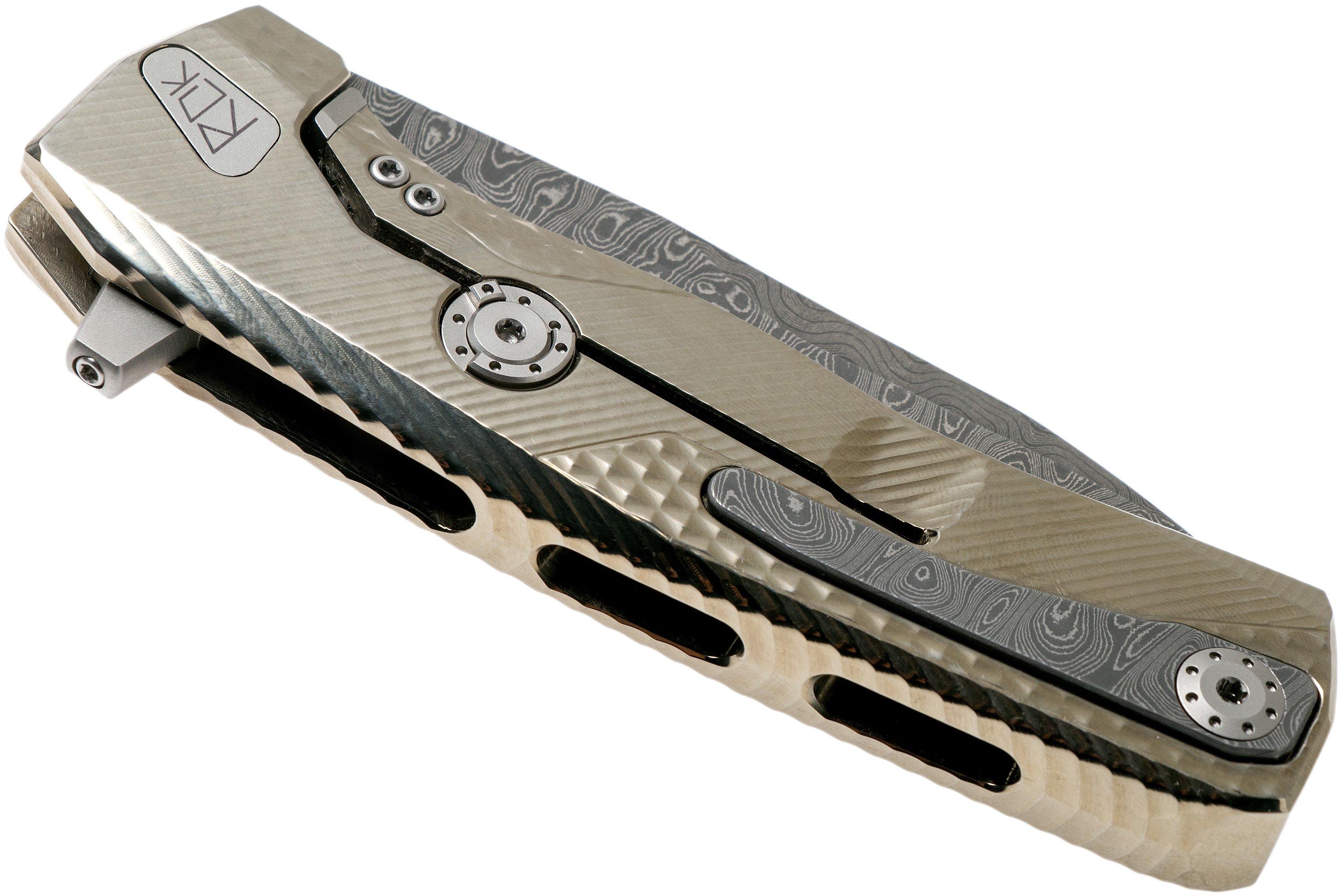 LionSteel ROK Damascus Gold Titanium ROK DD GL pocket knife ...