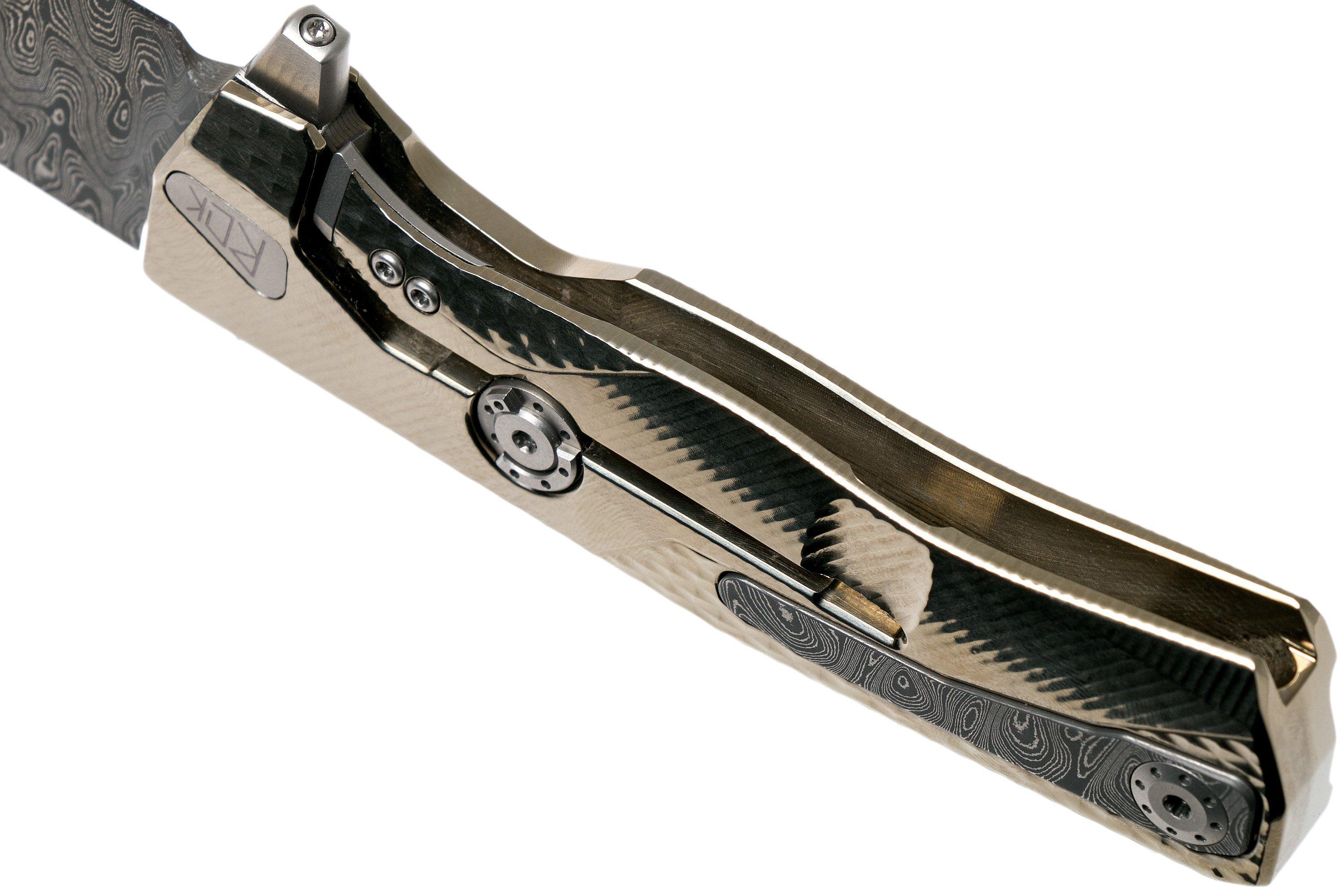 LionSteel ROK Damascus Gold Titanium ROK DD GL pocket knife ...