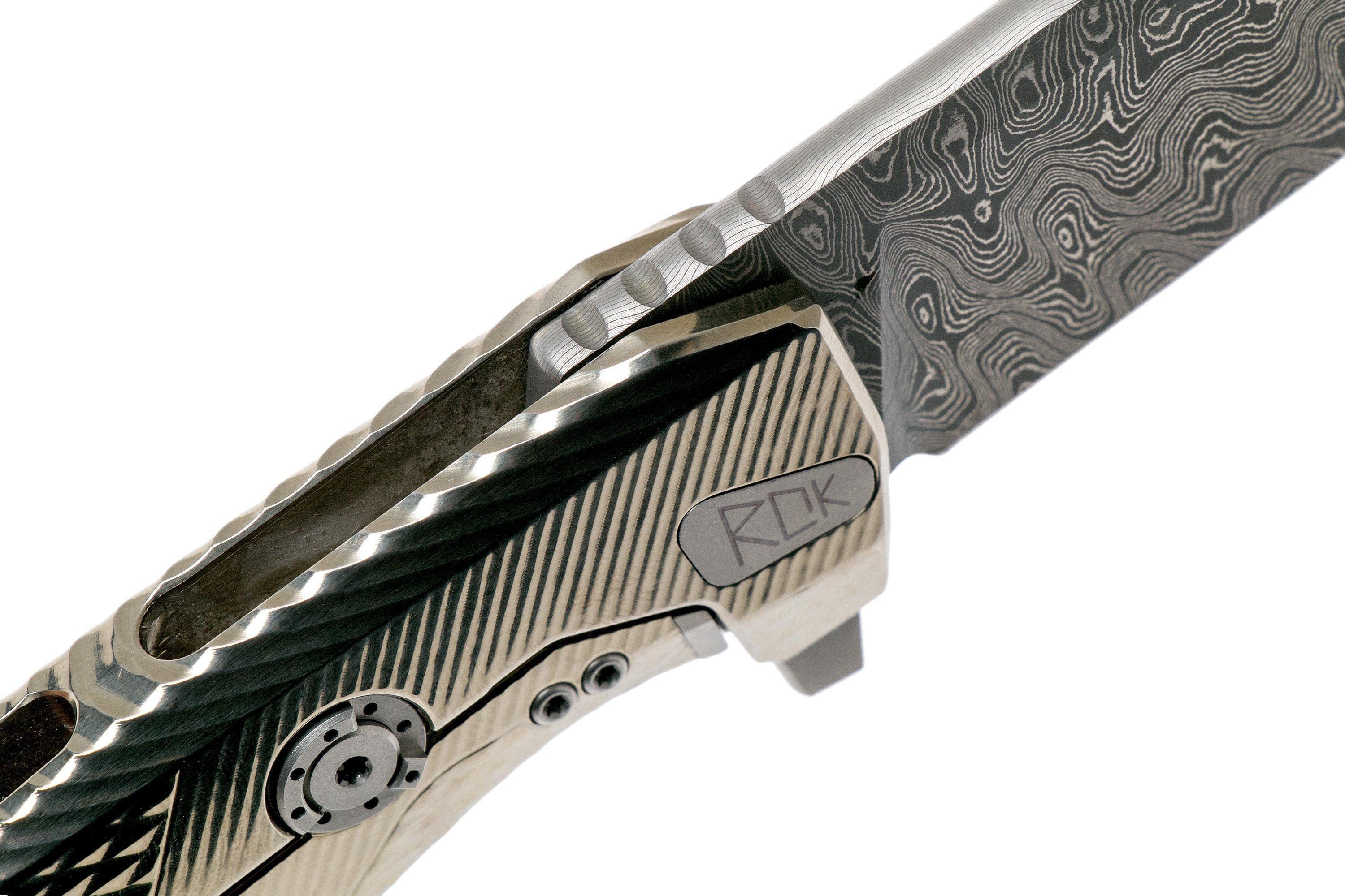 LionSteel ROK Damascus Gold Titanium ROK DD GL pocket knife ...